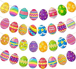 Amazon.com: 4Pcs Easter Egg Banners Happy Easter Party Banners Easter ...