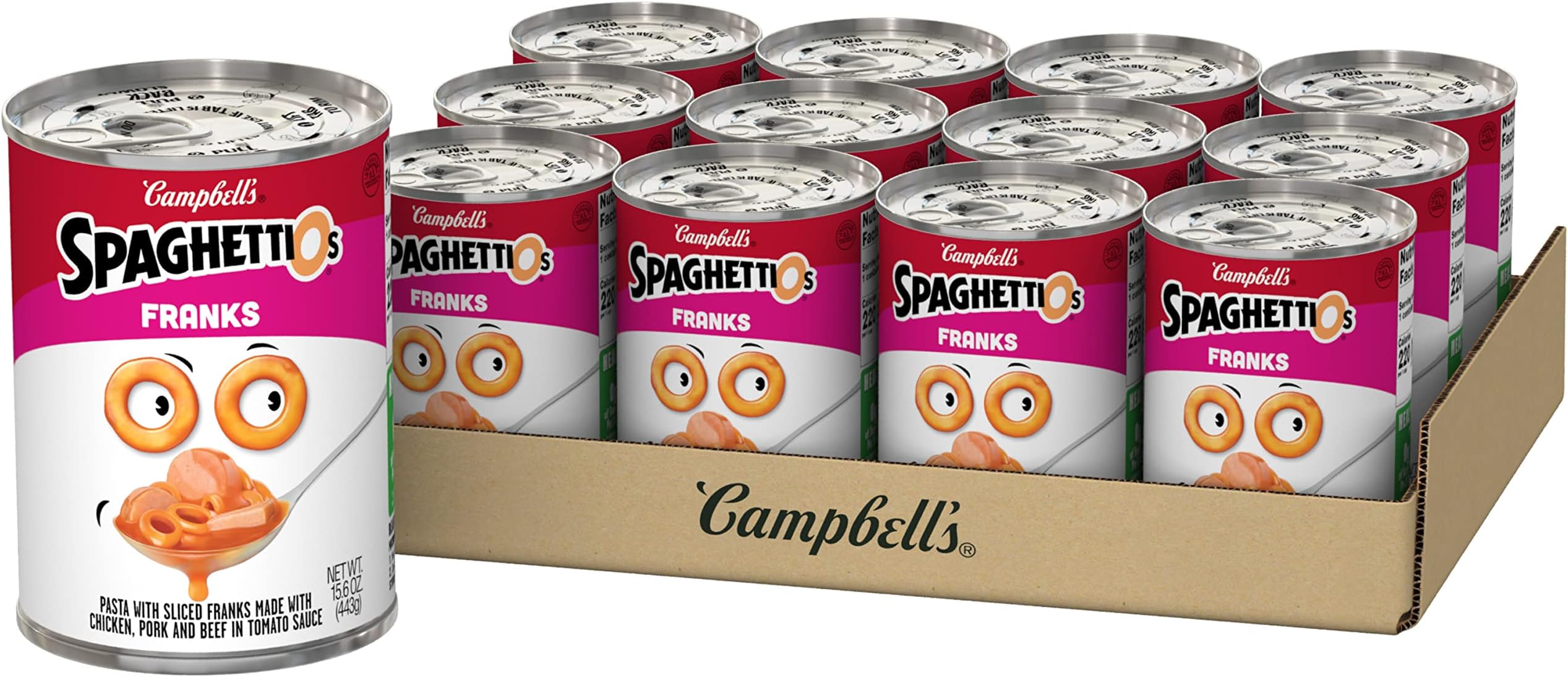 Amazon.com : SpaghettiOs Canned Pasta with Franks, 15.6 oz Can (Pack of ...