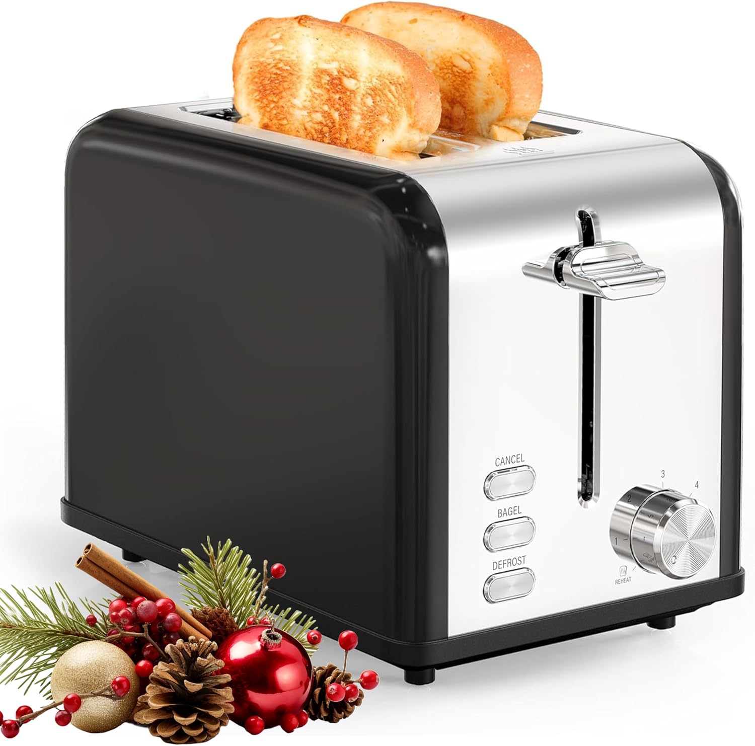 Amazon.com: YSSOA 2-Slice Stainless Steel Toaster, 6 Browning Setting ...