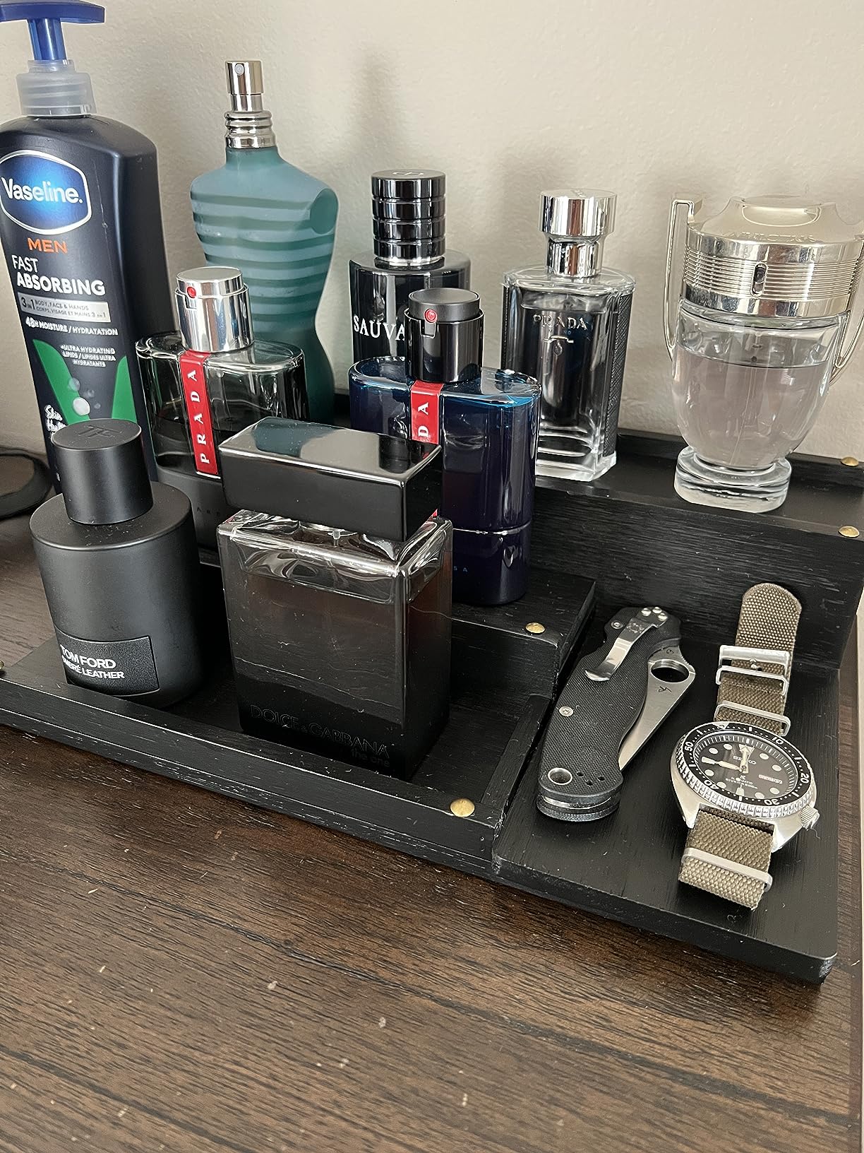 Amazon.com: Manzano Essentials Wooden Cologne Stand Organizer for Men ...