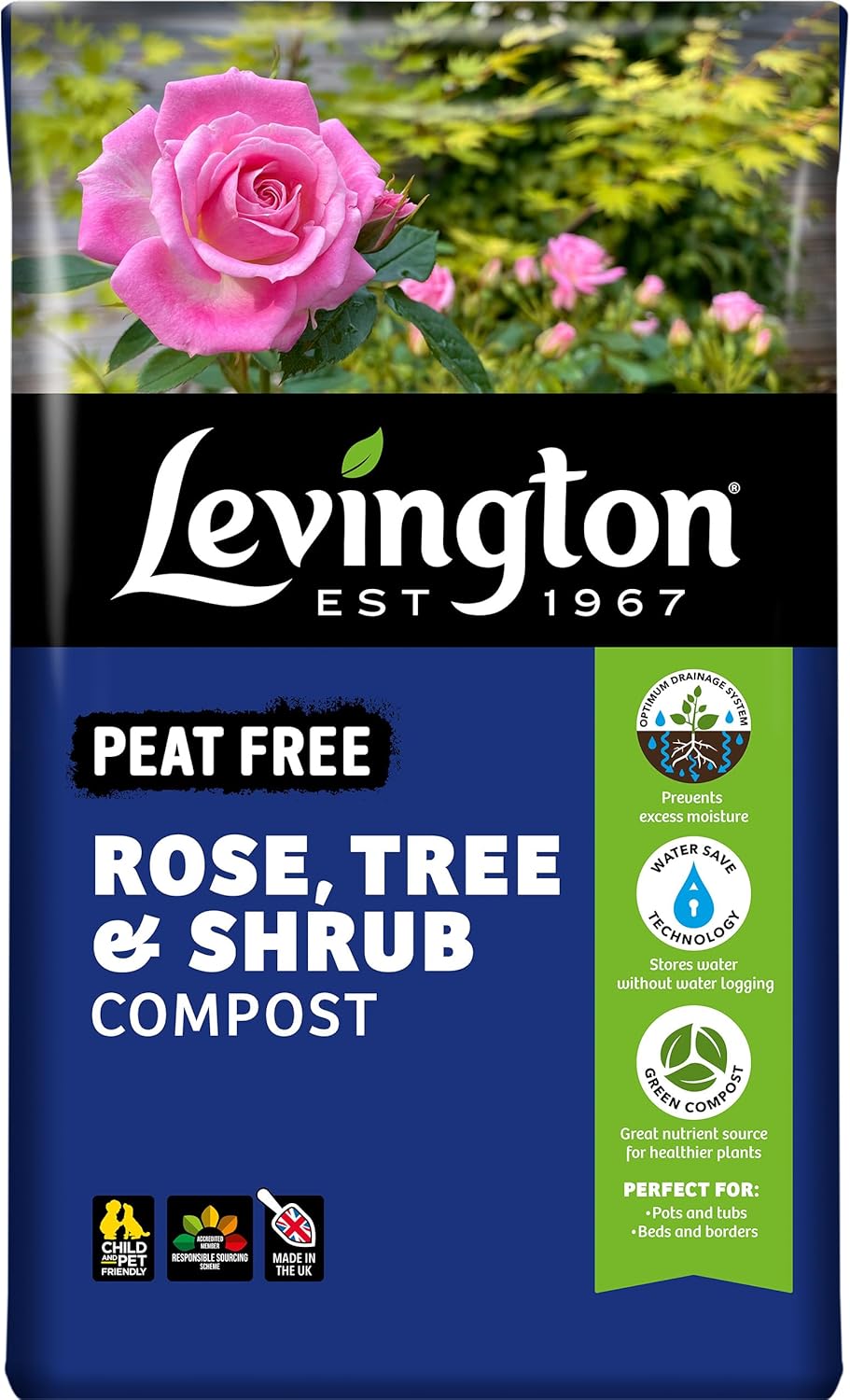 Levington PEAT FREE Rose, Tree & Shrub Compost, 50 litre : Amazon.co.uk ...