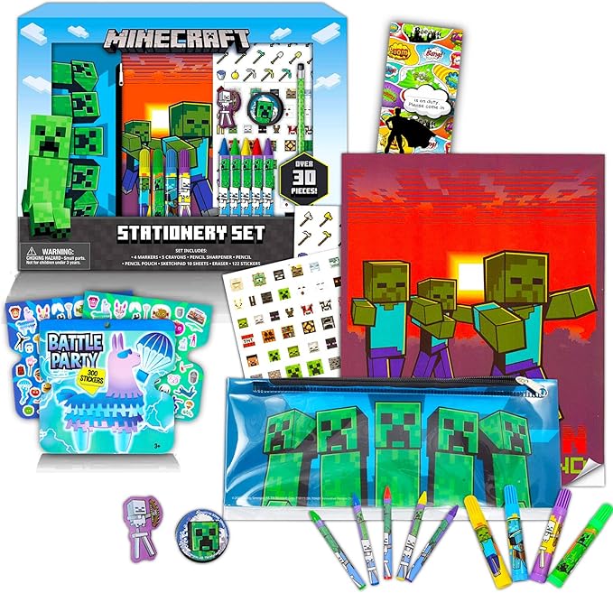 Amazon.com: Minecraft Stationery Bundle ~ 10+ Pc Minecraft Stationery ...
