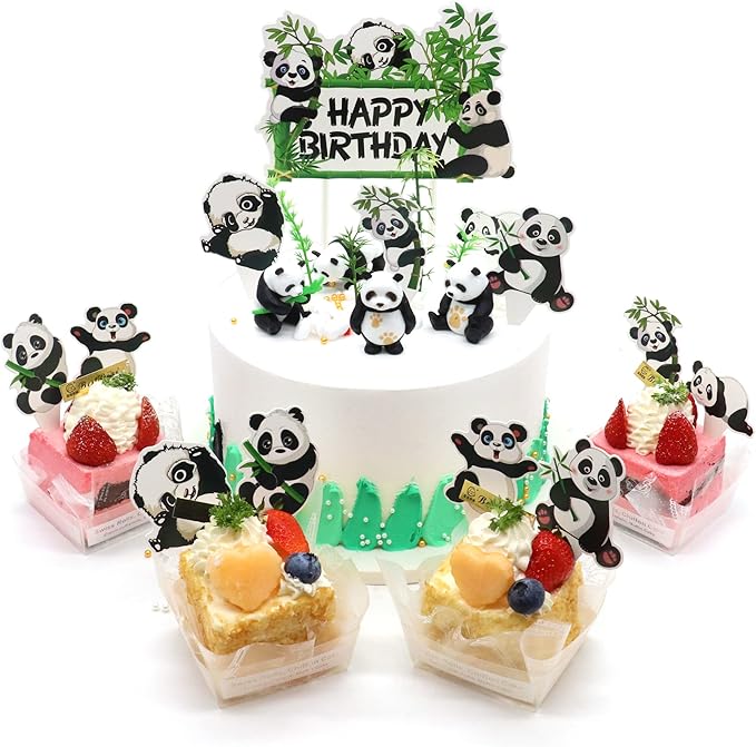 Amazon.com: 21 PCS Panda Birthday Cake Decorations-3D Solid Panda ...