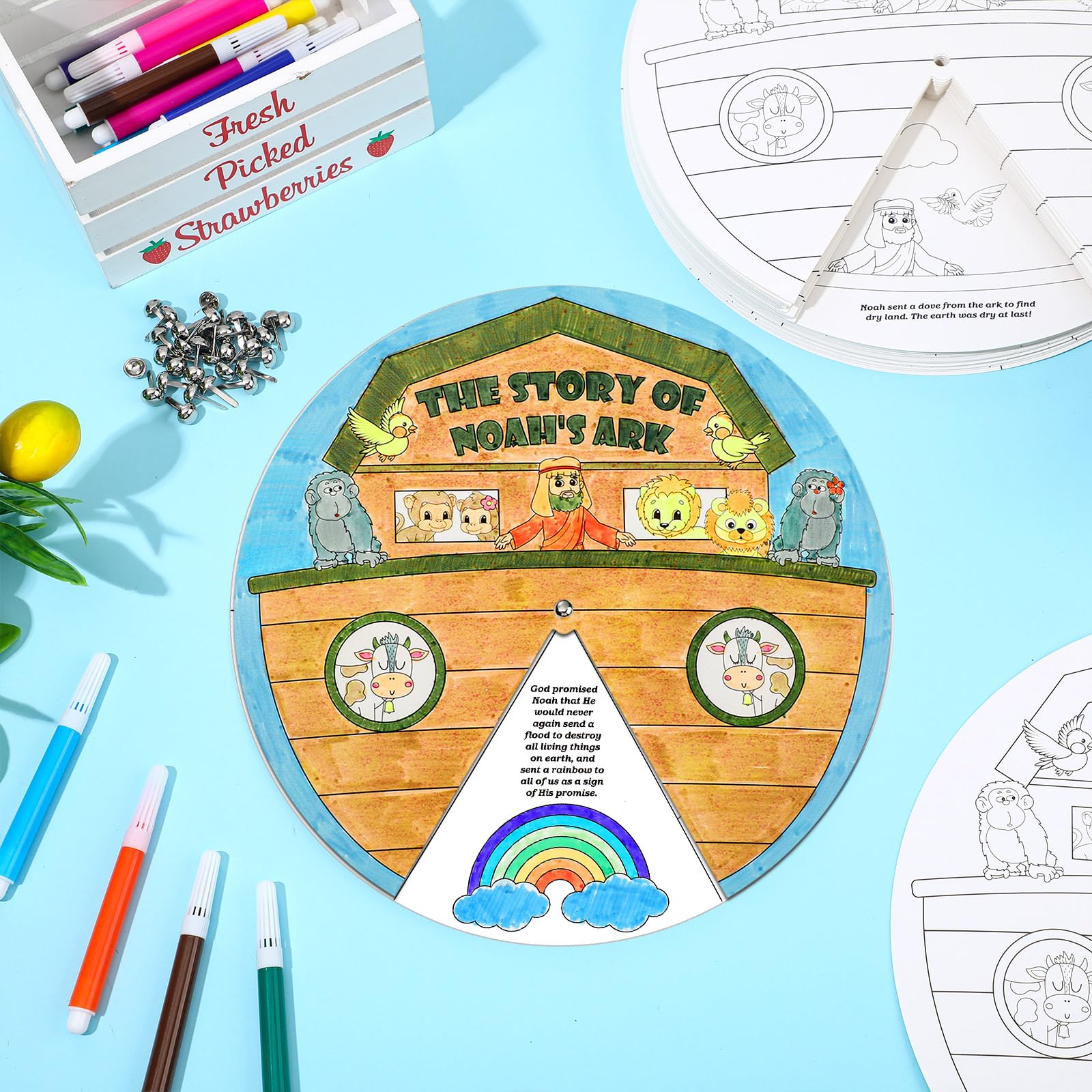 Snapklik.com : Spiareal 30 Set The Story Of Noahs Ark Coloring Wheel ...