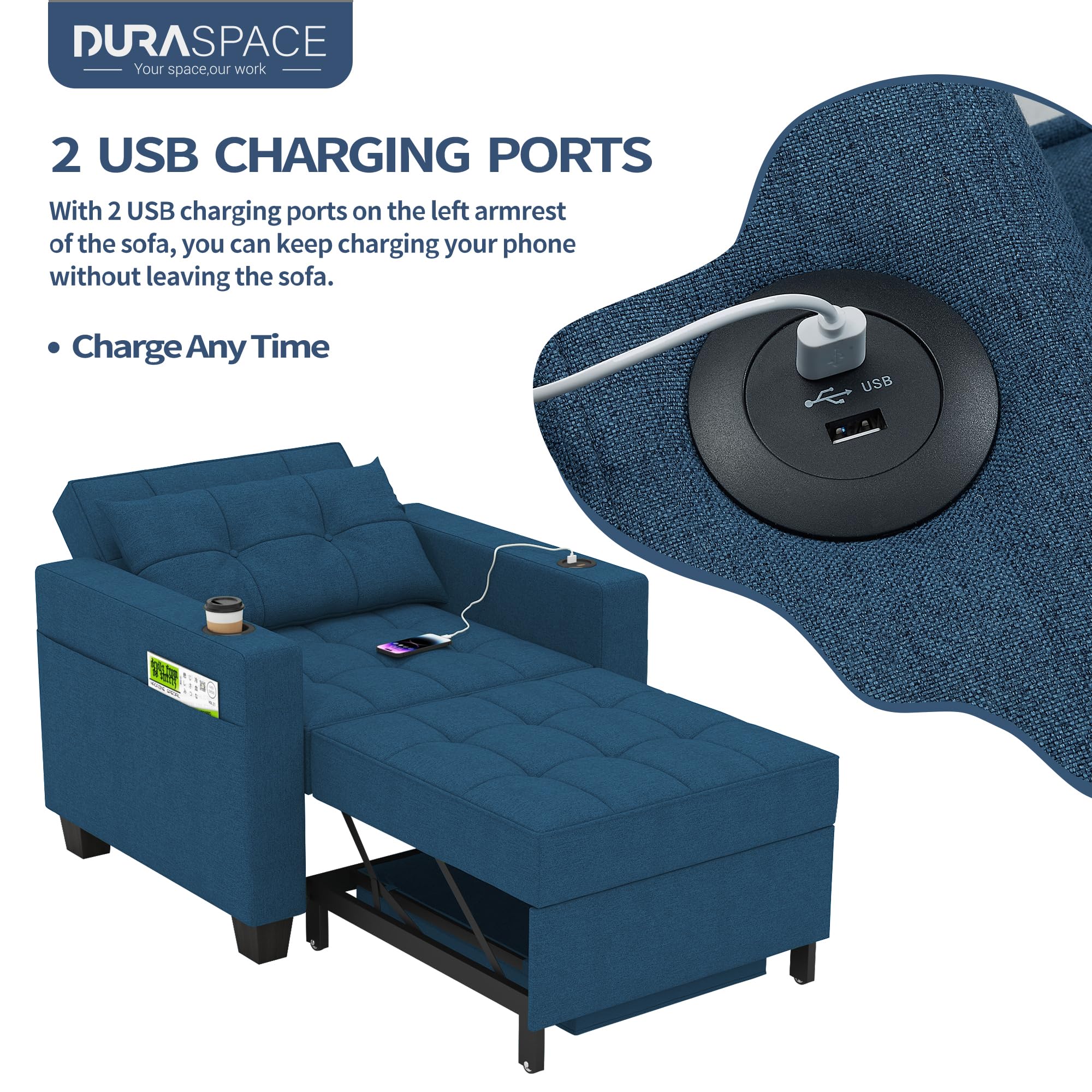 Single Chair Beds For Small Spaces VIBESPARK 4 In 1 Convertible