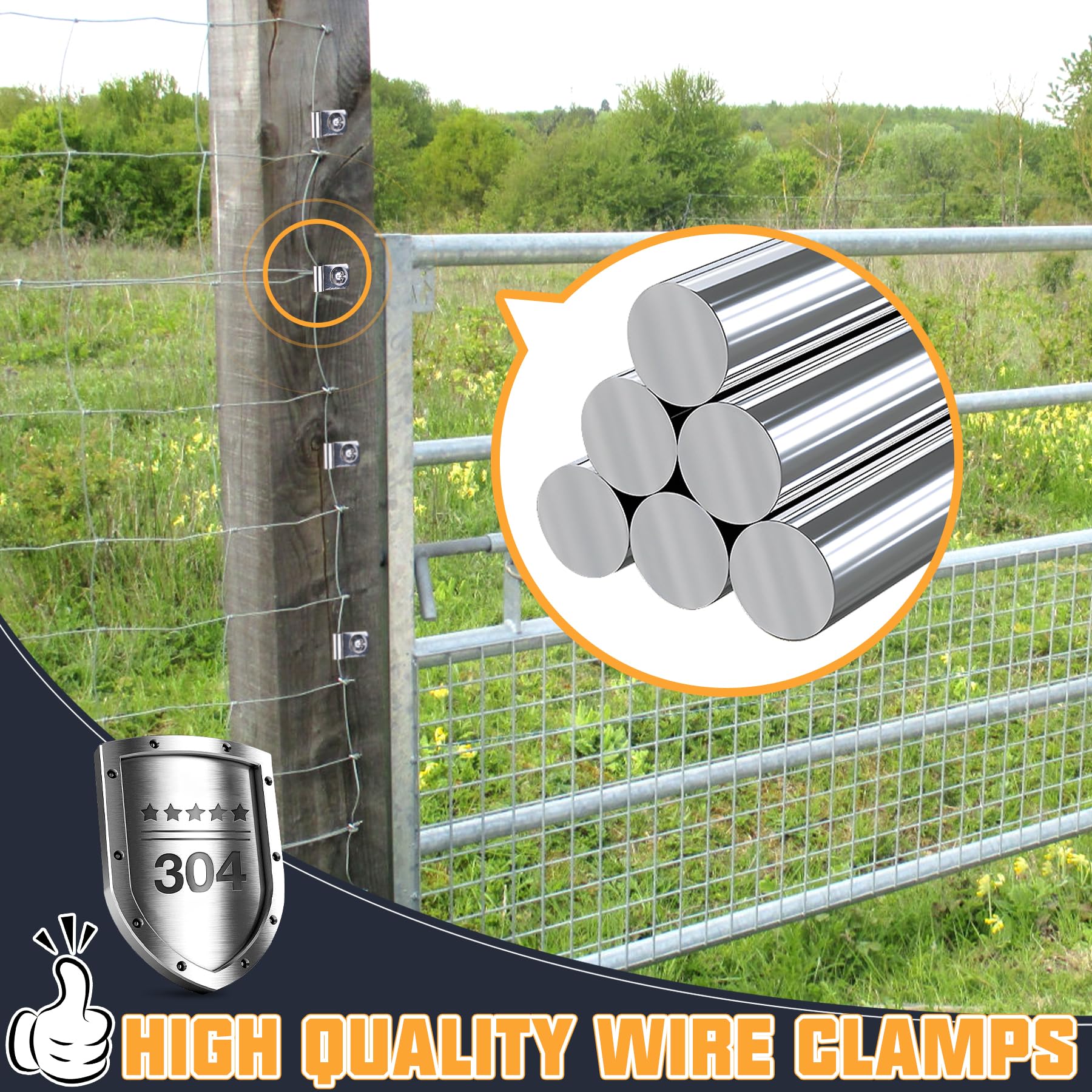Snapklik.com : 120 Pcs Fence Wire Clamps Stainless Steel Fencing ...