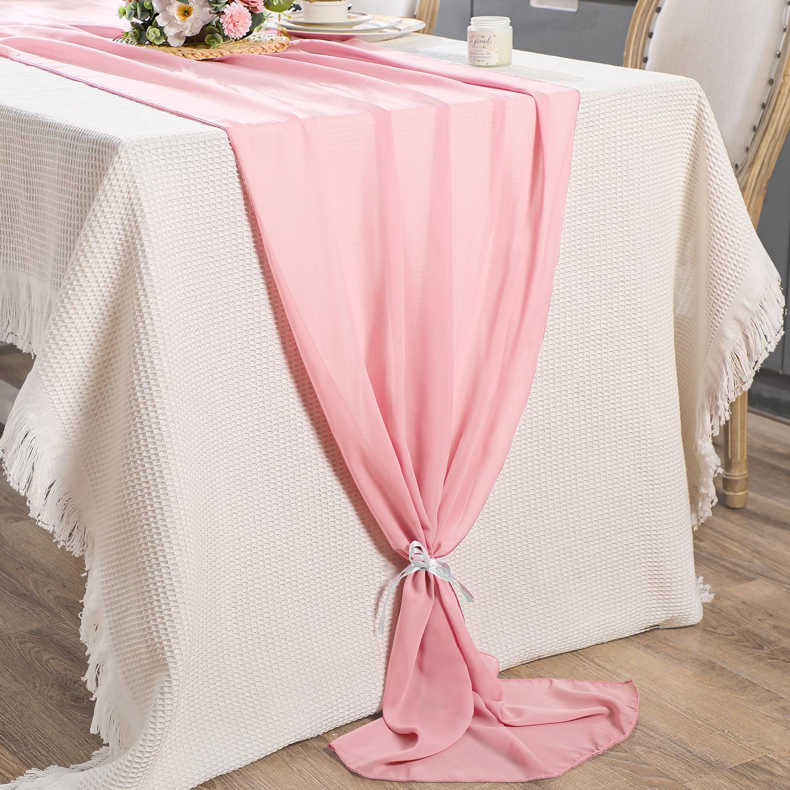 VitalCozy 10ft Chiffon Table Runner 29 x 120 Inches Sheer Chiffon ...