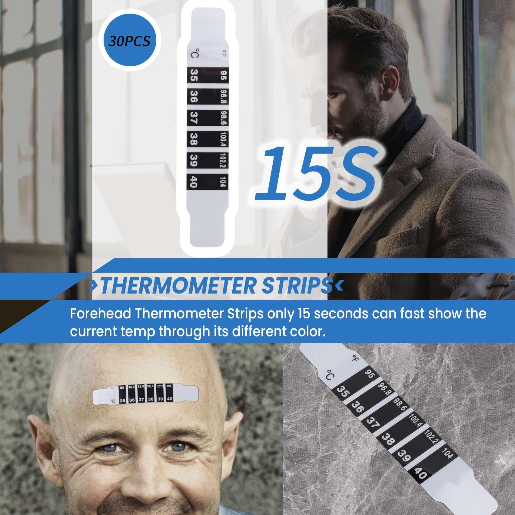 Snapklik.com : 30 Pcs Forehead Thermometer Strips Adhesive Thermometer ...