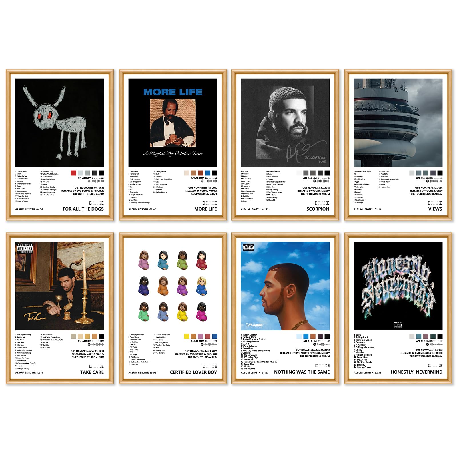 Drake Poster (8 Pcs 11 * 16 inch) Album Cover Music Posters for Room ...