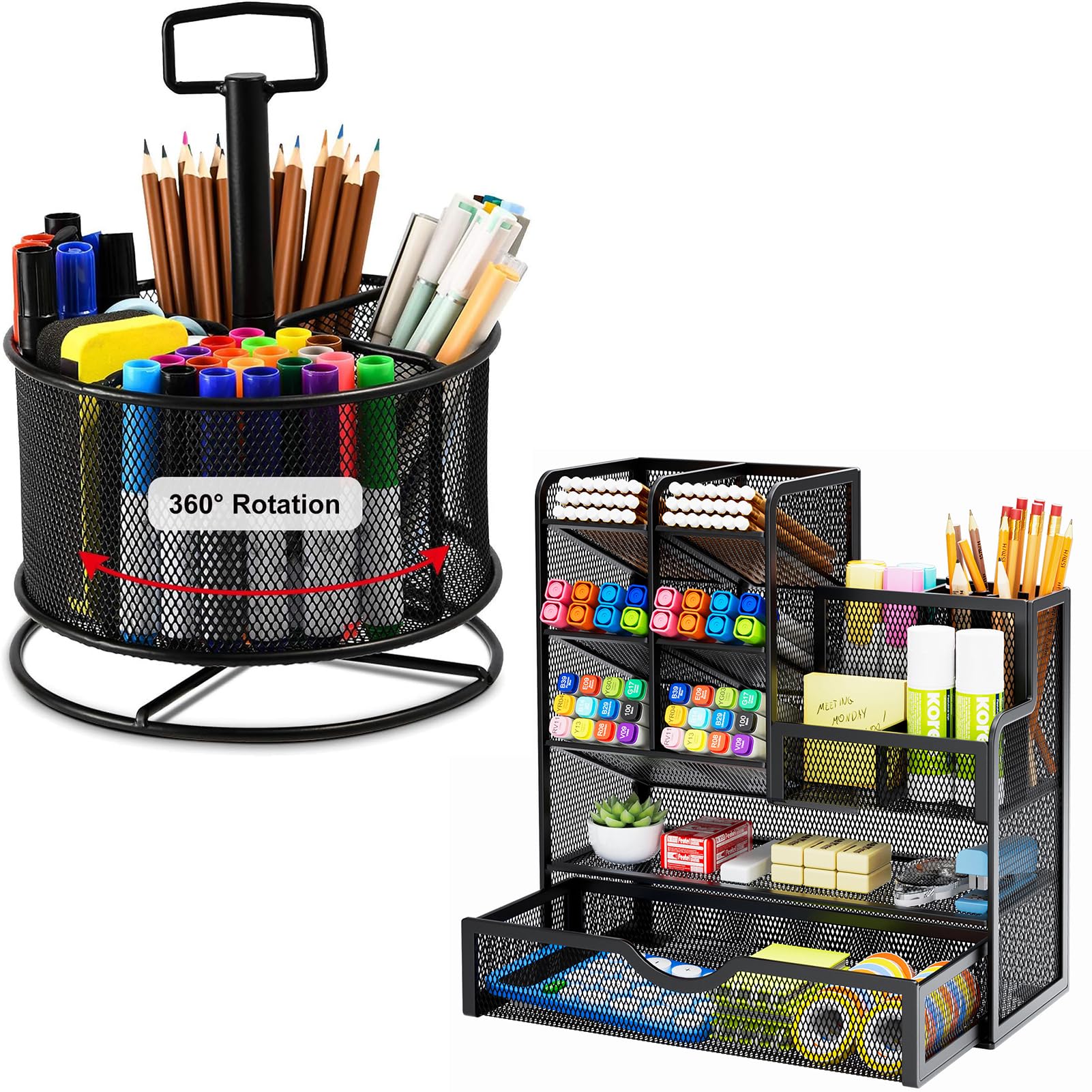 Amazon.com : Marbrasse Mesh 360-Degree Rotating Pen Holder + Mesh Pen ...