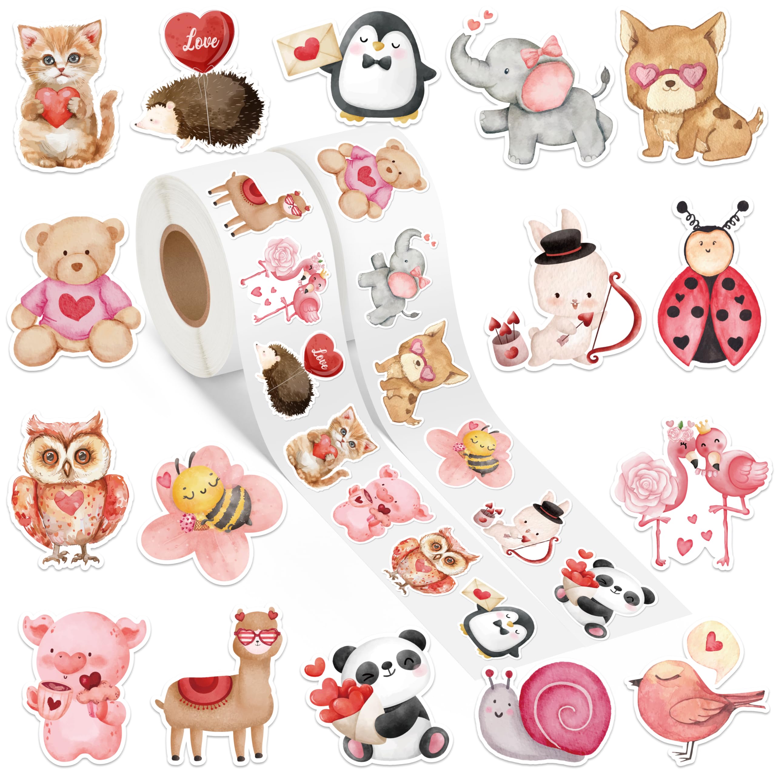Amazon.com: OSNIE Valentines Animal Stickers Roll - 1000Pcs in 2 Rolls ...