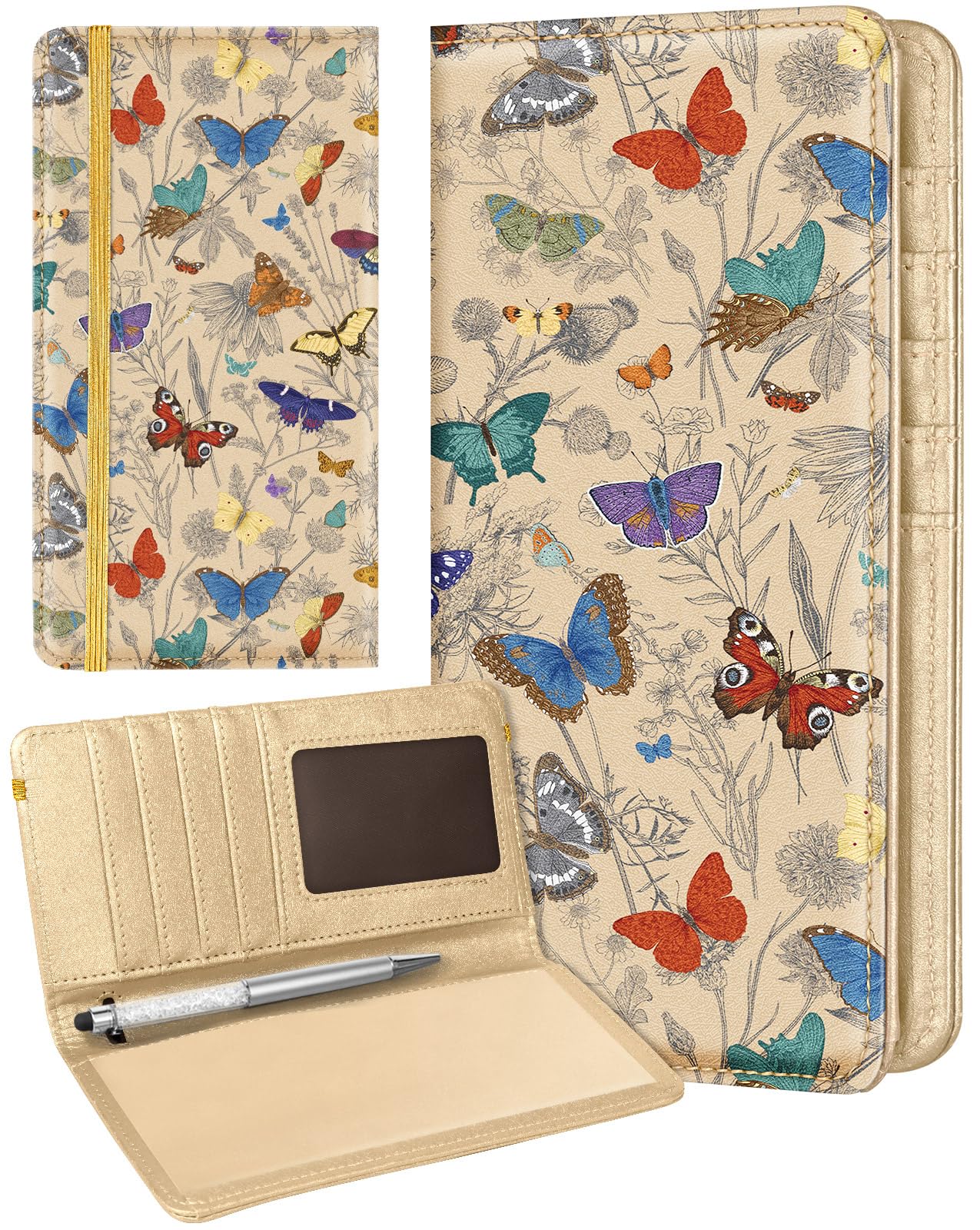 Amazon.com: Slohif Checkbook Cover for Personal - Colorful Butterfly ...