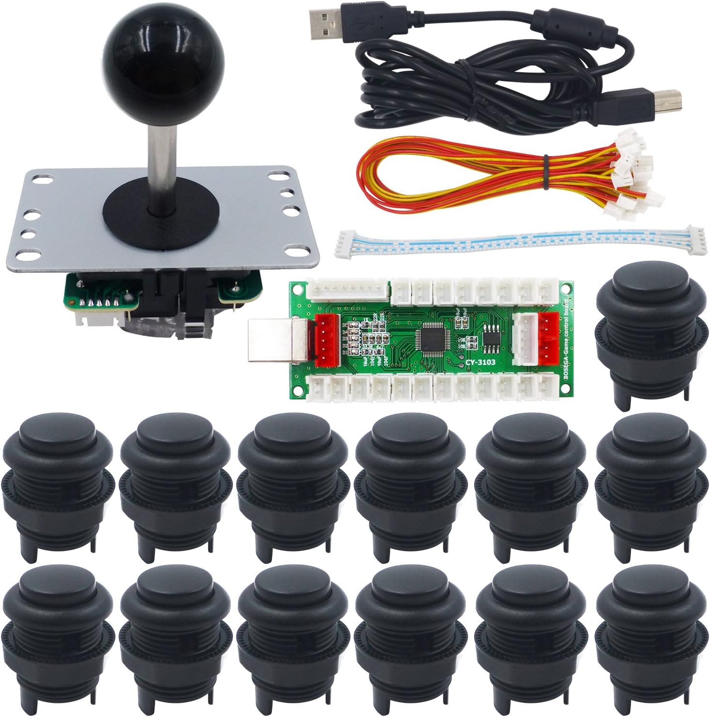 Amazon.com: SJ@JX 2 Player Arcade Game LED DIY Kit LED Button Zero Delay USB Encoder Mechanical ...