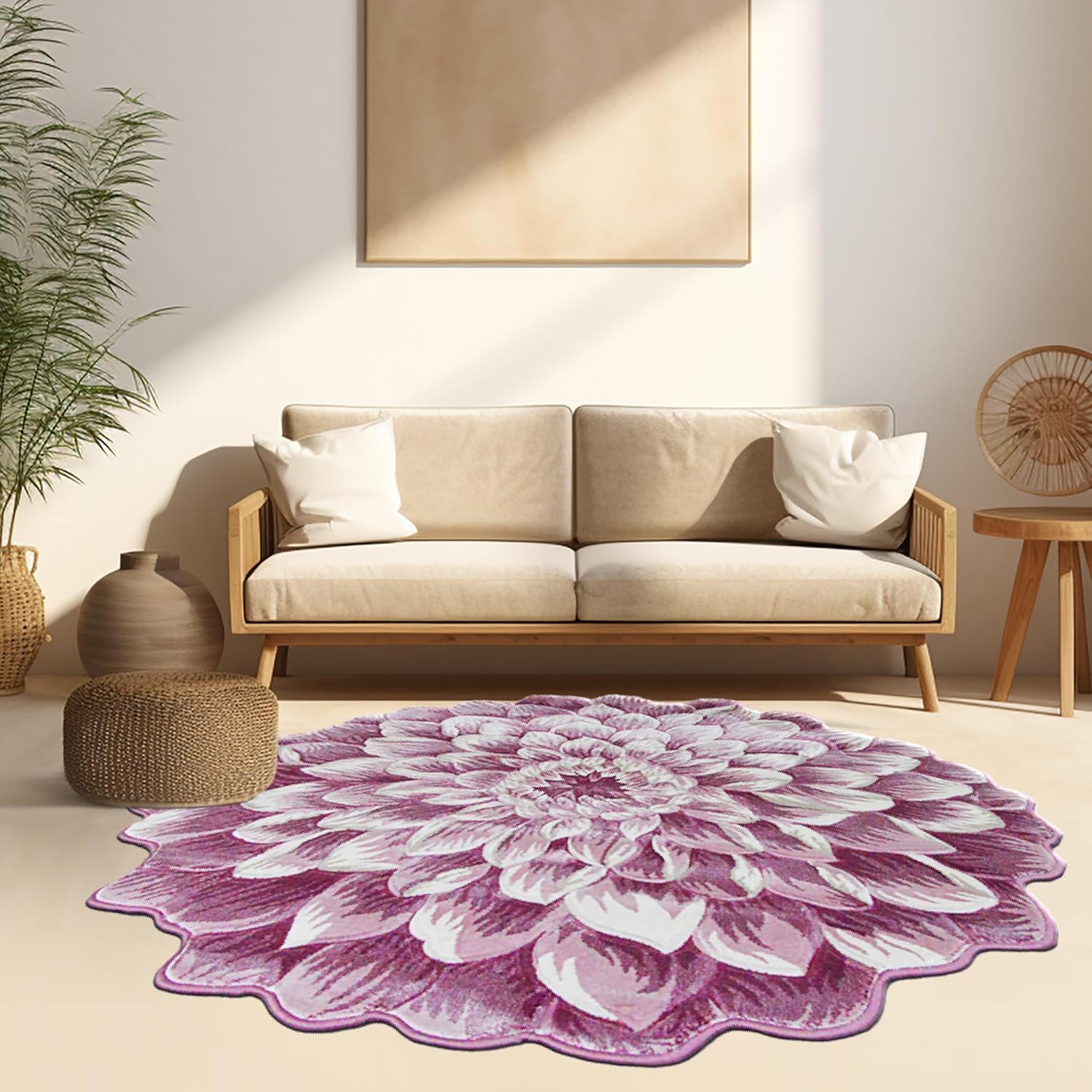 Amazon.com: Flower Rug 2ft Round Area Rugs Cute Plush Flower Shaped Rug ...