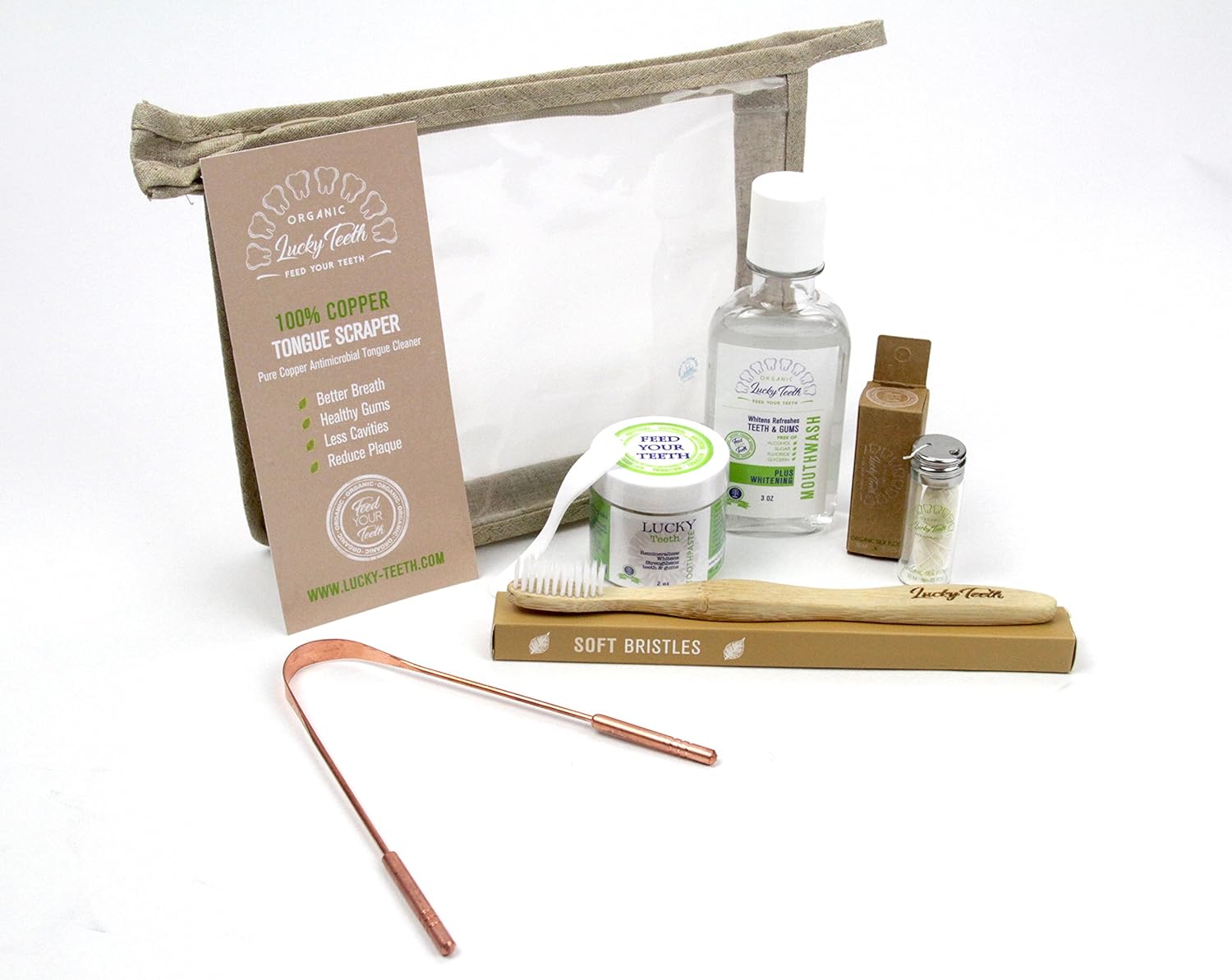 Amazon.com: Lucky Teeth Oral Care Travel Kit Essentials in a Hemp Bag ...