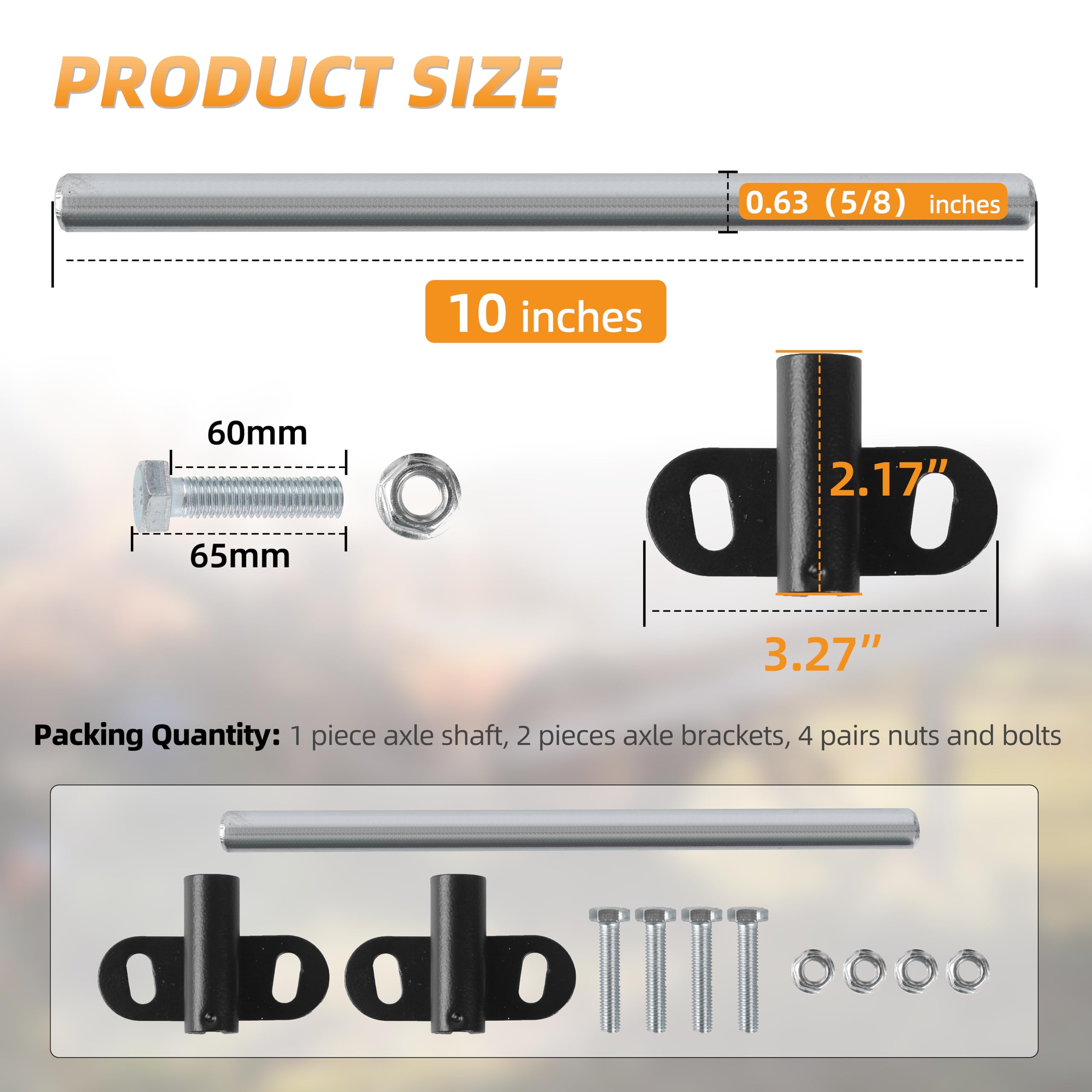 Snapklik.com : Heavy-Duty Wheelbarrow Axle Bracket Set - 10" X 0.63 ...