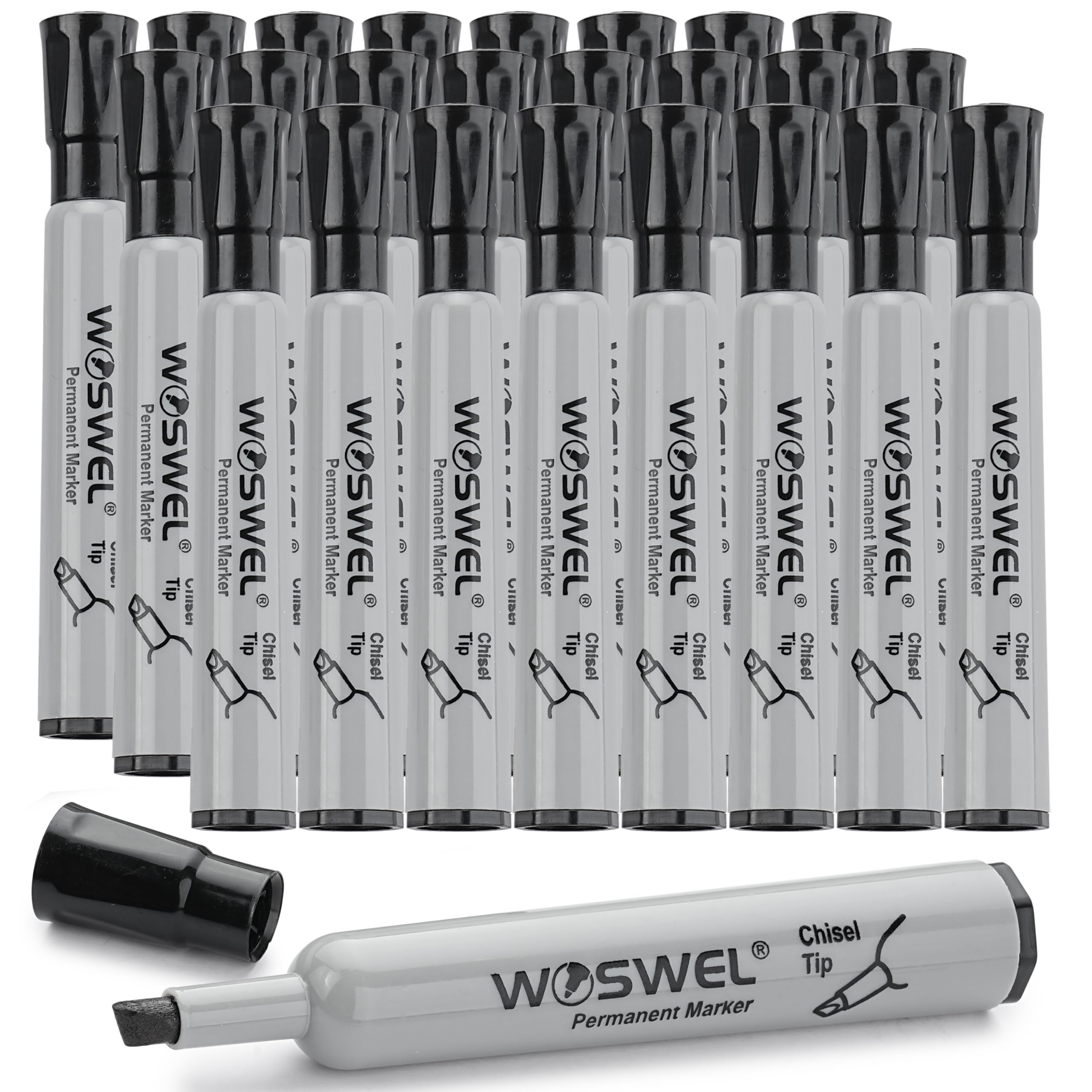Amazon.com: WOSWEL 24 Pack Permanent Markers, Chisel Tip, Quick Drying ...