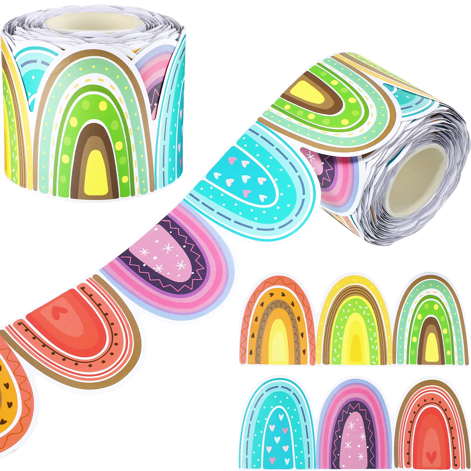 Rainbow Dots Border TENDFINE 72 Feet Rainbow Dots Borders Polka Dots