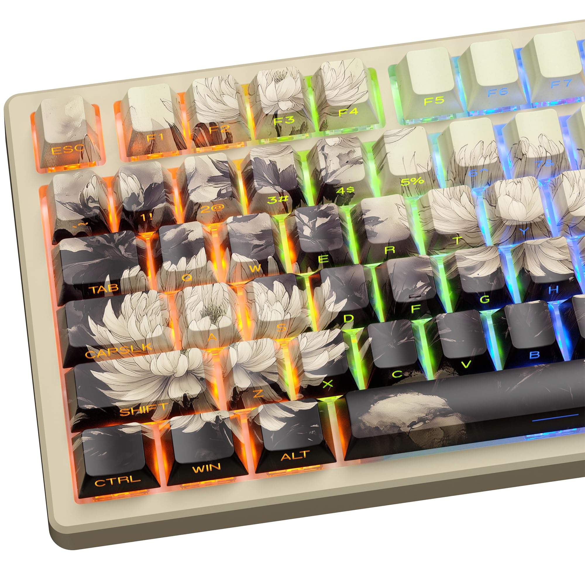 Amazon.com: XVX Double Shot PBT Keycaps, Chrysanthemum Keycaps, Side ...