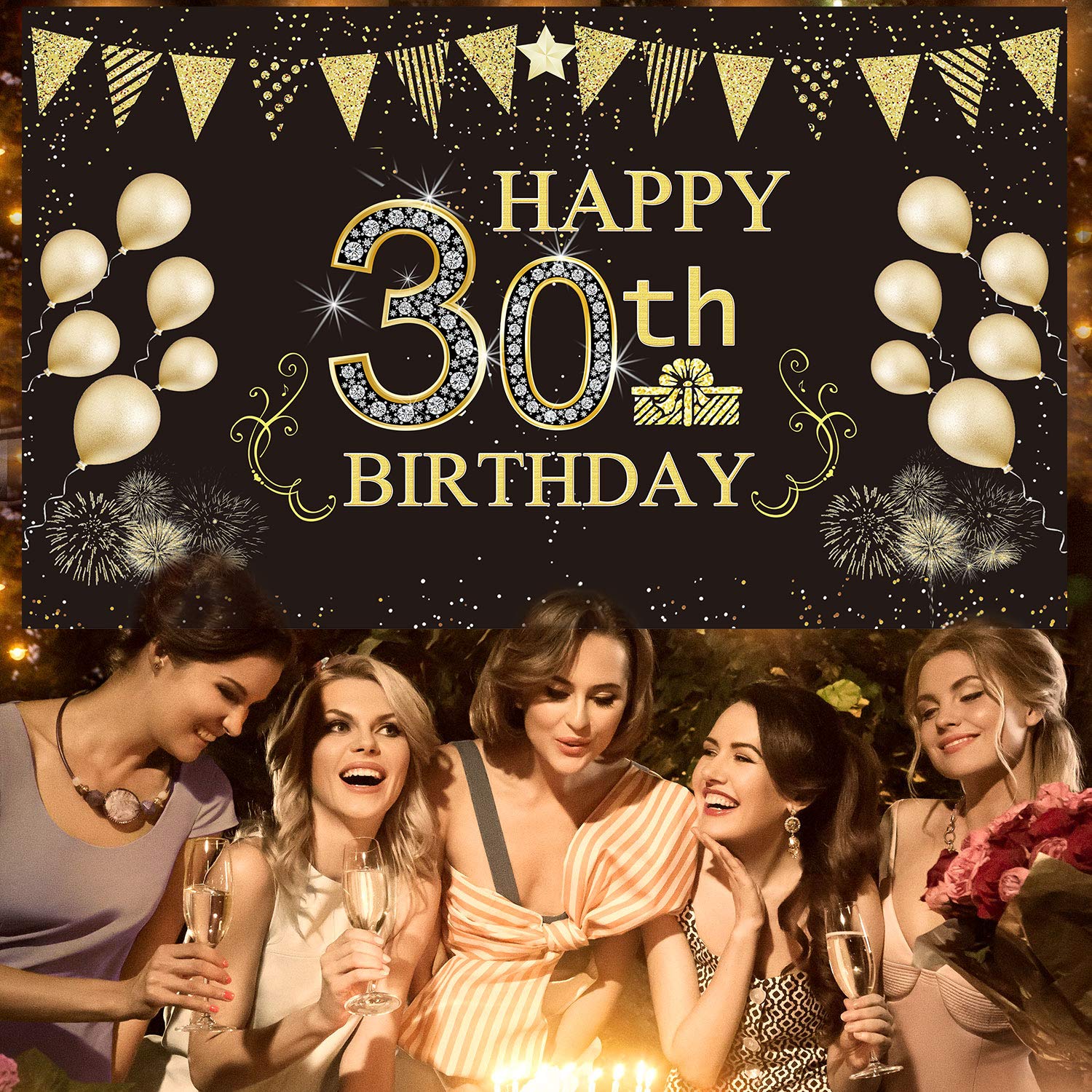 6 x 3.6 ft Happy 30th Birthday Backdrop Background Banner for 30th ...