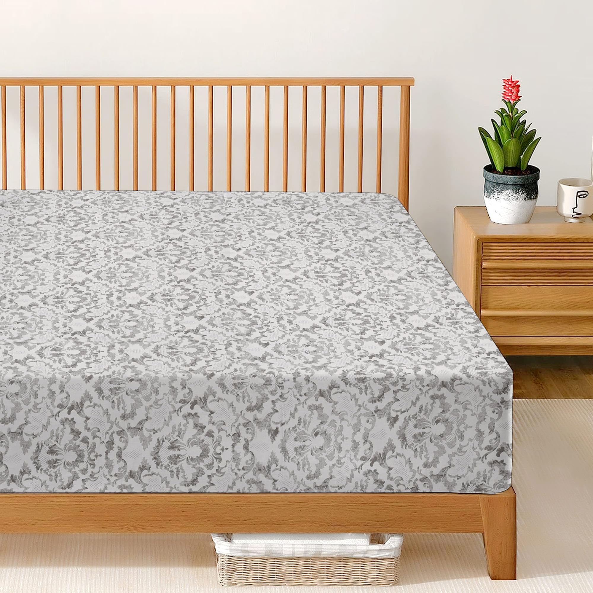 Reliance Bedding 100% Egyptian Cotton Floral Printed Fitted Sheet 400 ...