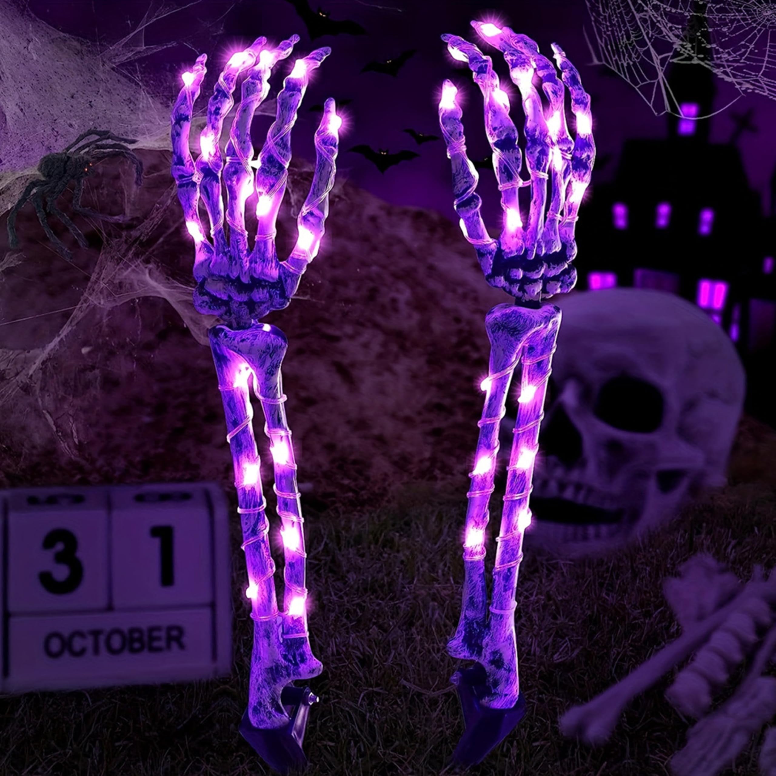 Amazon.com: Halloween Outdoor Decoration 2 Pack Skeleton Arm Stake ...