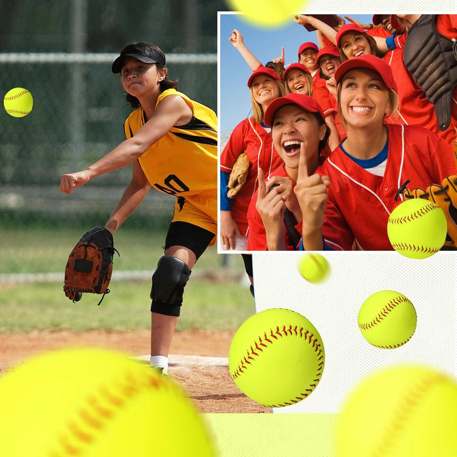Snapklik.com : 9 Pcs 11" Softballs Official Size And Weight - Yellow ...
