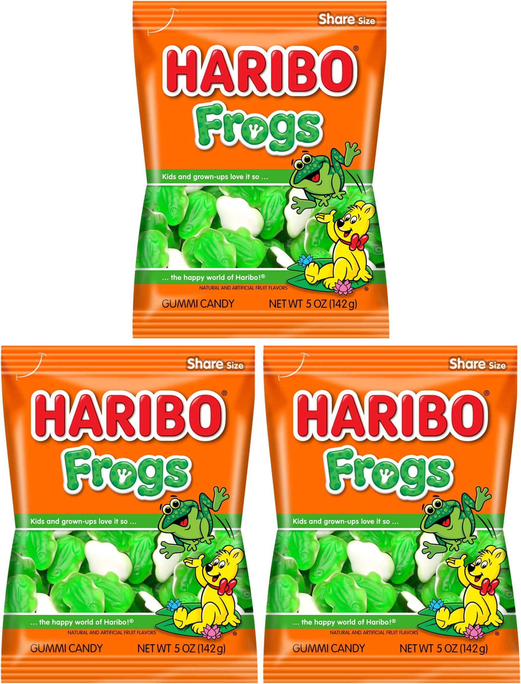 Amazon.com : Haribo Gummy Frogs Pack of 3 (5oz Bags) Perfect for Movie ...