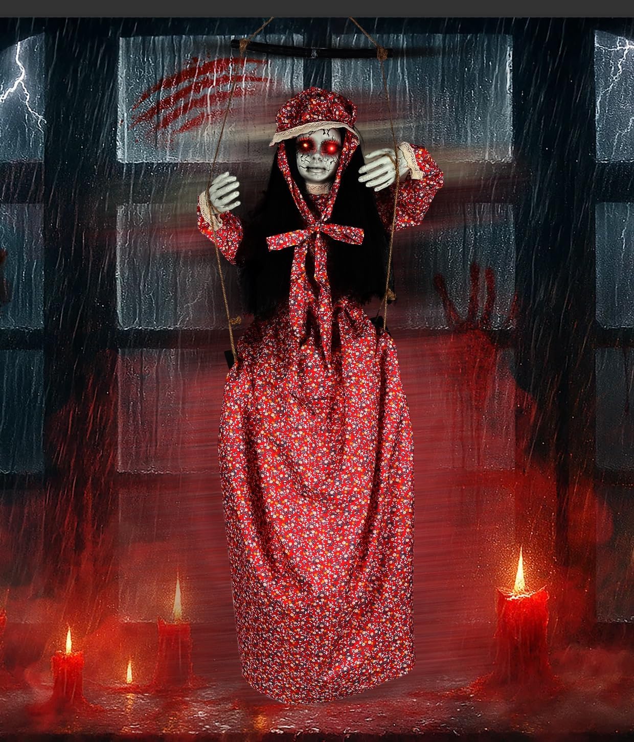 Amazon.com: YIHCE Scary Halloween Decorations Hanging Swinging Doll ...