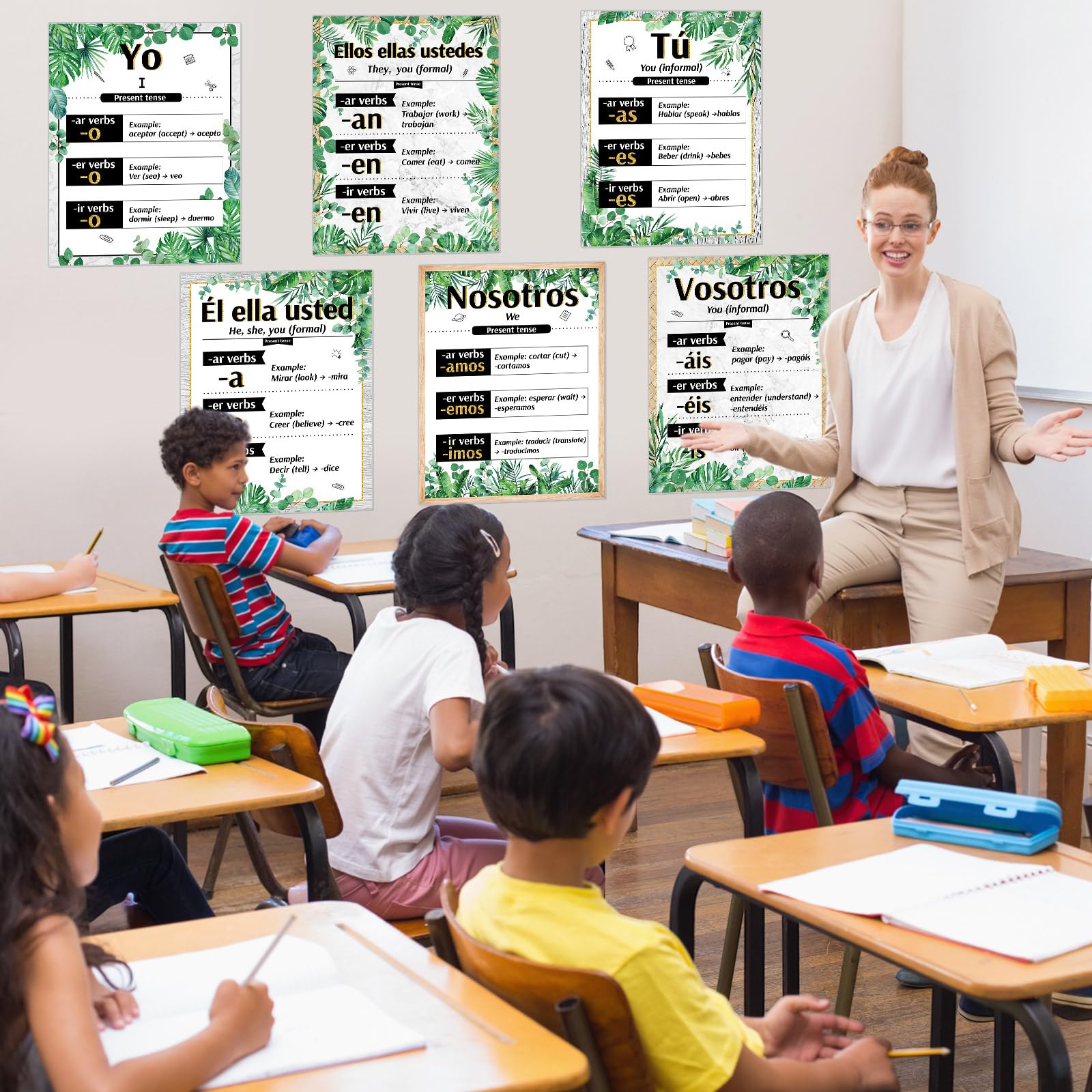 Snapklik.com : 6 Pcs Spanish Verb Conjugation Posters Eucalyptus ...