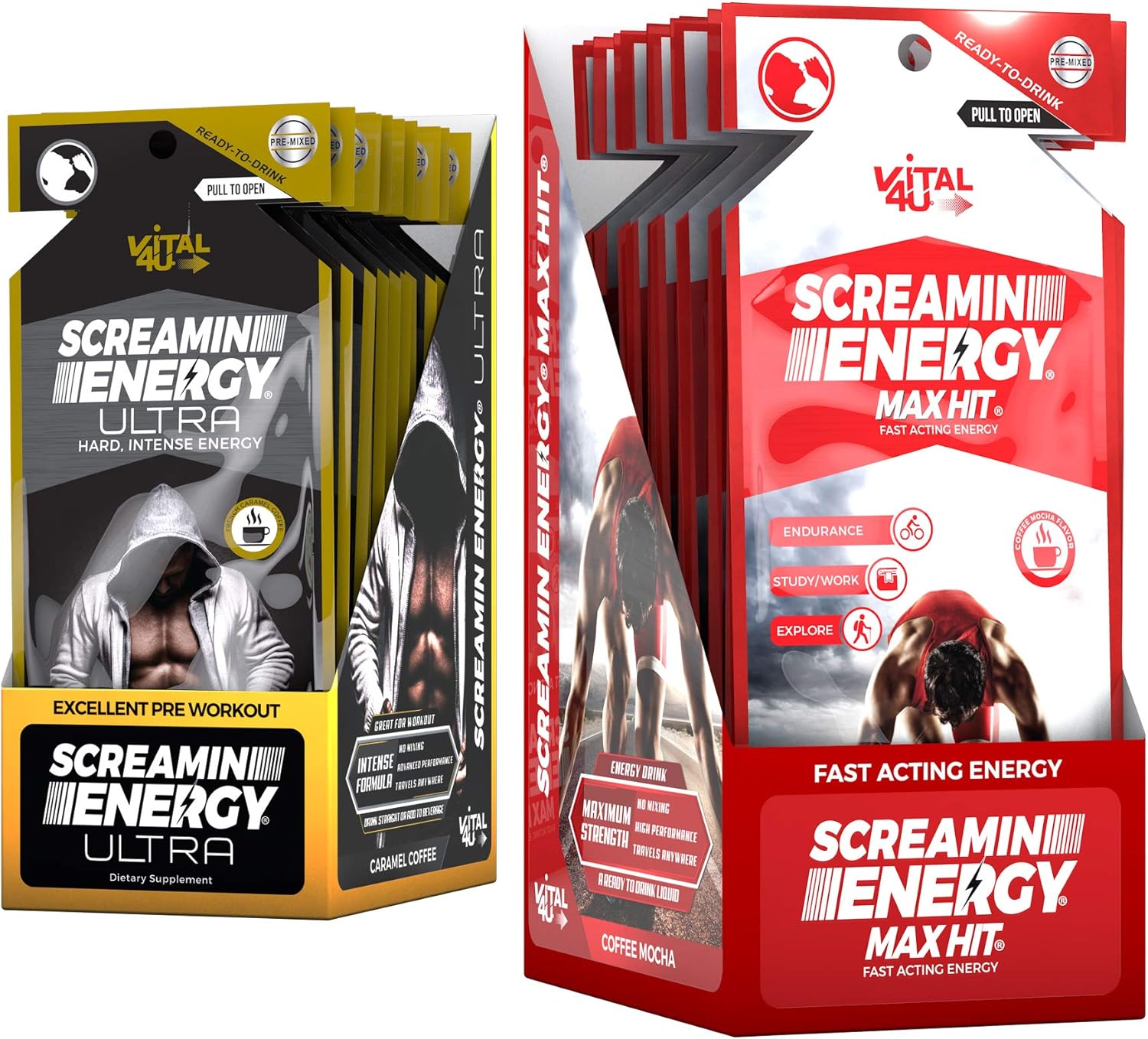 Screamin Energy Max Hit/Ultra Combo Pack - Energy Shots for Endurance ...