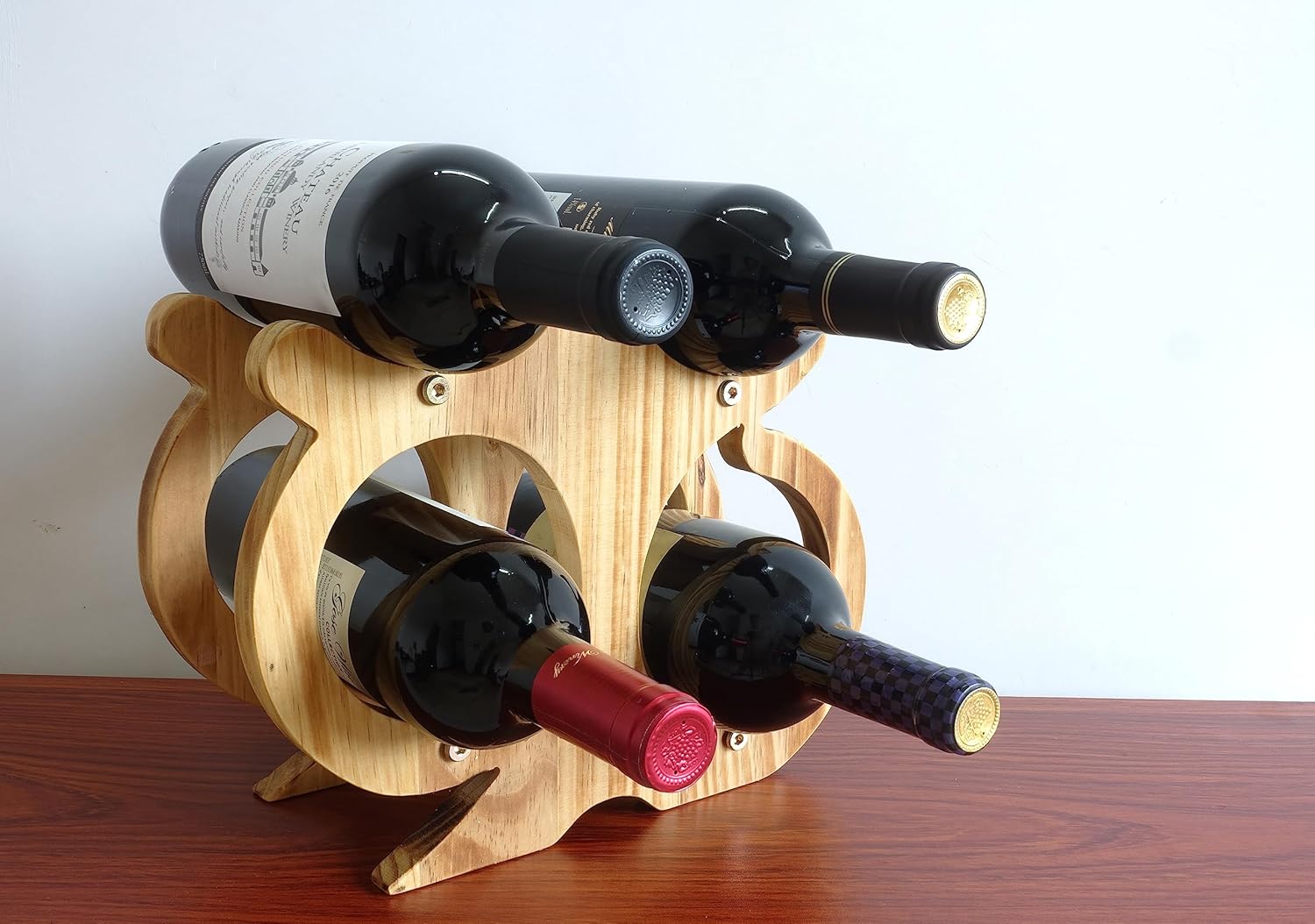 Amazon.com: shankala Wood Wine Rack Countertop Table Rustic Counter ...