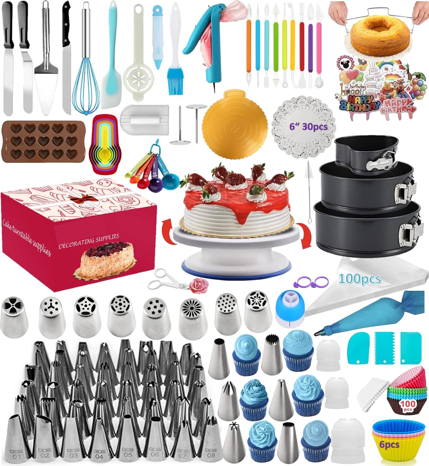 Amazon.com: Cake Decorating Supplies Kit, Baking Tools Set for Cakes ...