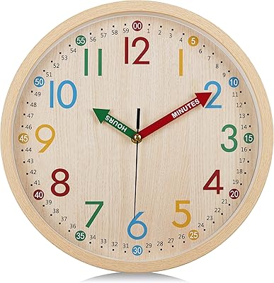 Amazon.com: bakbrand Kids Wall Clock 12 Inch Silent Non-Ticking ...