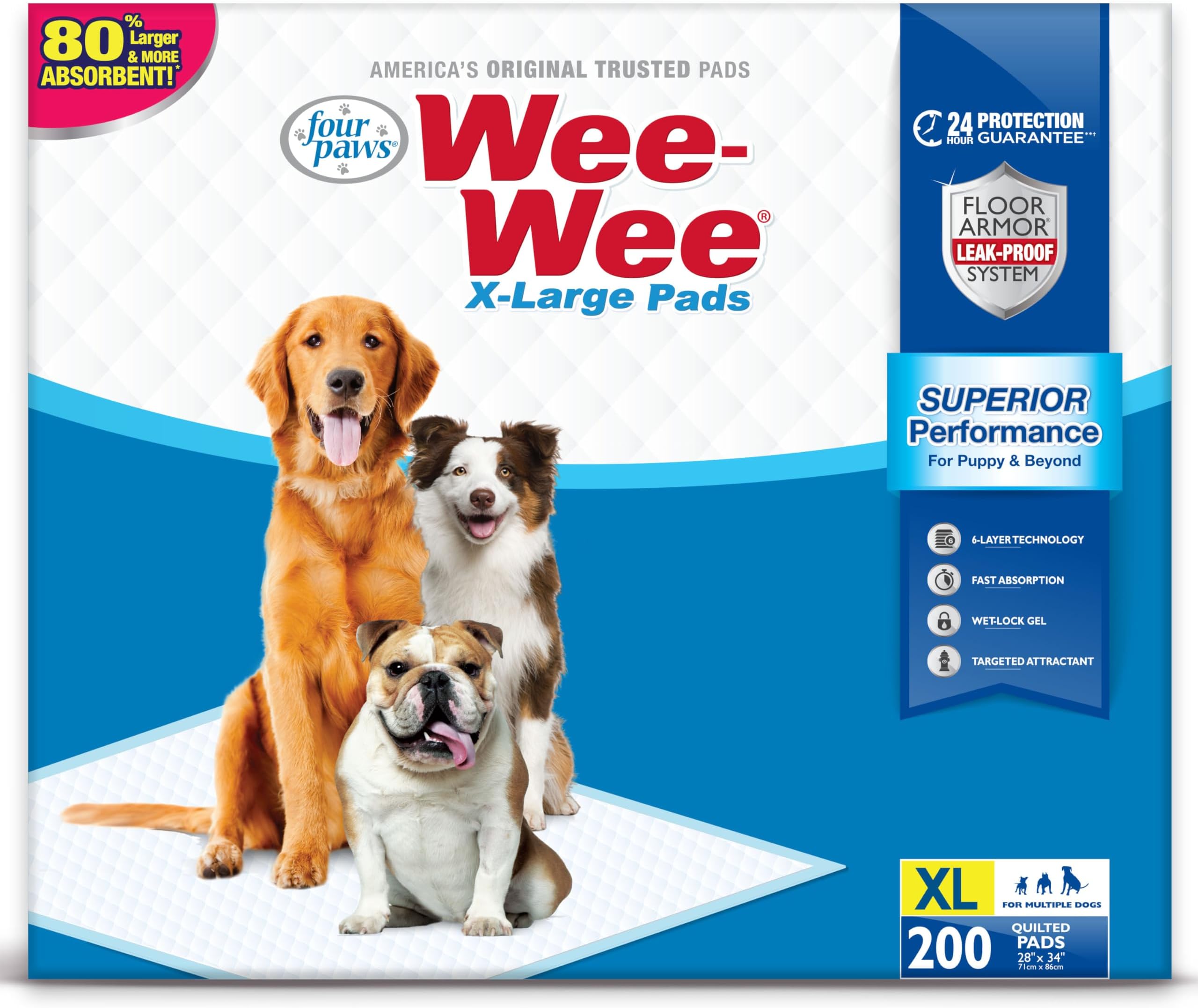 Amazon.com: Four Paws Wee-Wee Superior Performance X-Large Pee Pads for ...