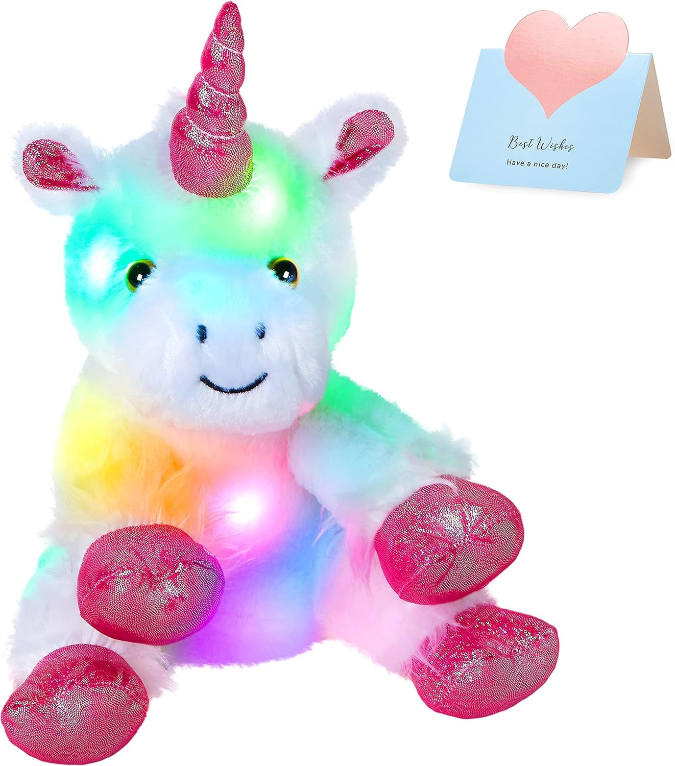 WEWILL 16'' Giant Light up Unicorn Soft Plush Toy Glow LED Stuffed ...