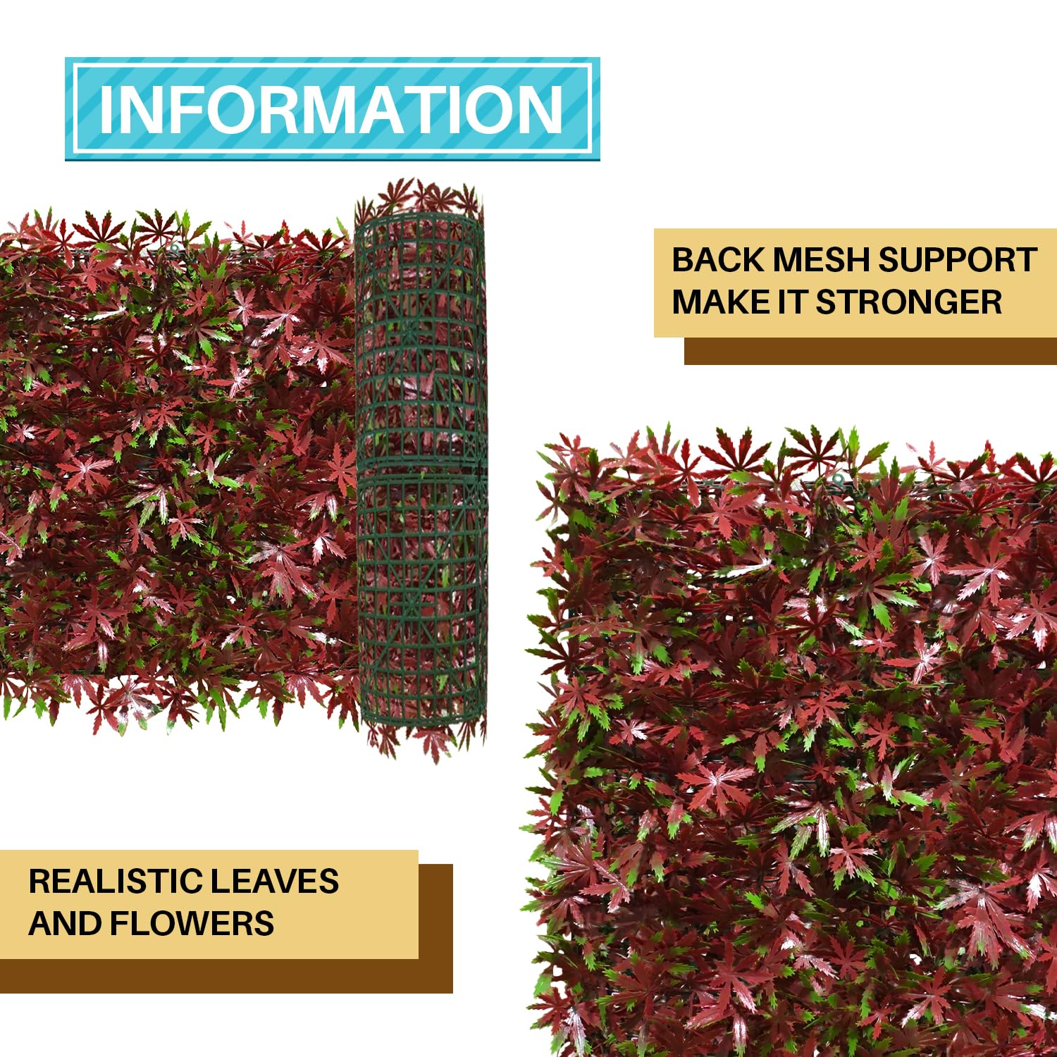 Snapklik.com : 6 Packs 20" X 20" Artificial Boxwood Red Maple Fence ...