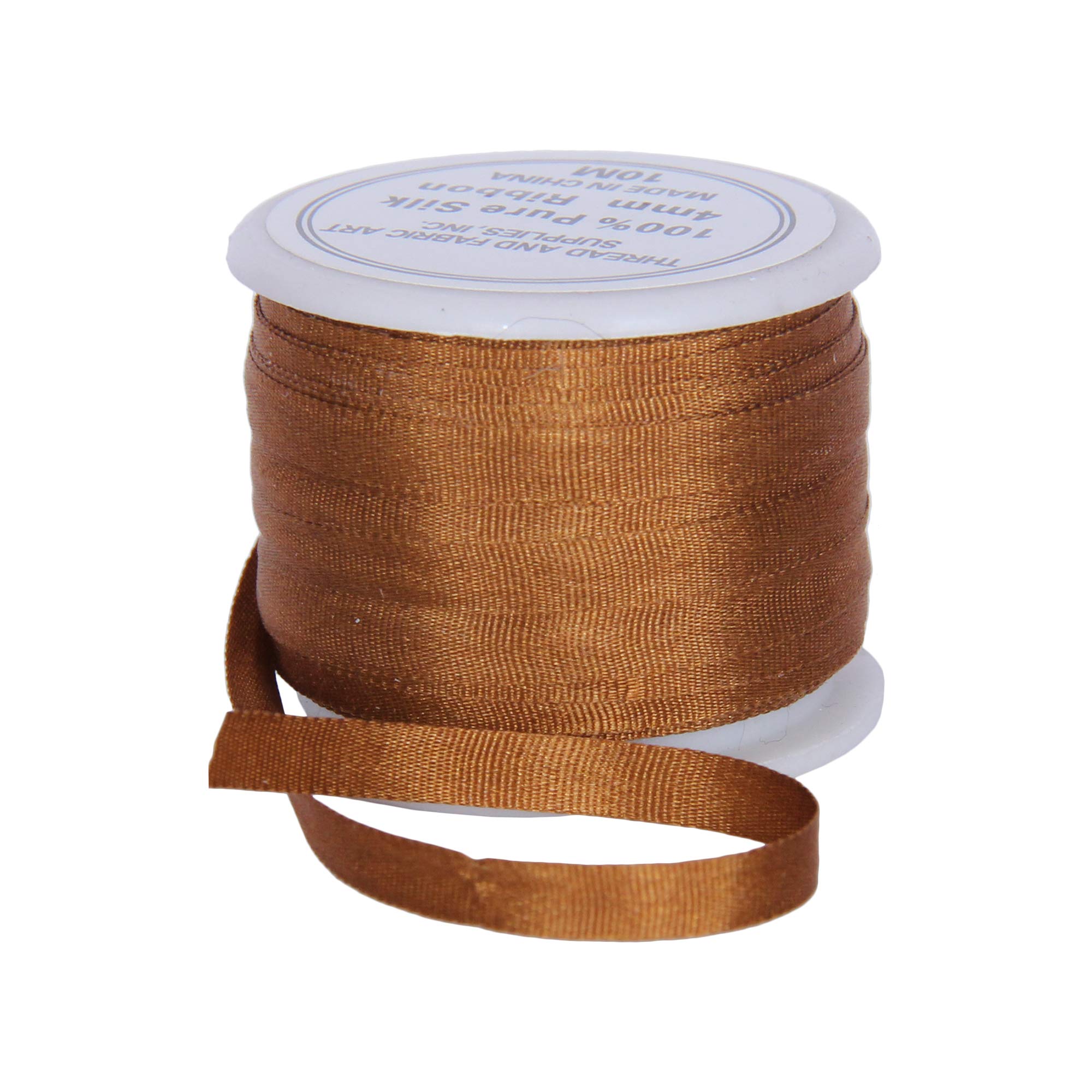 Amazon.com: Threadart 100% Pure Silk Ribbon - 4mm Golden Tan - No. 668 ...