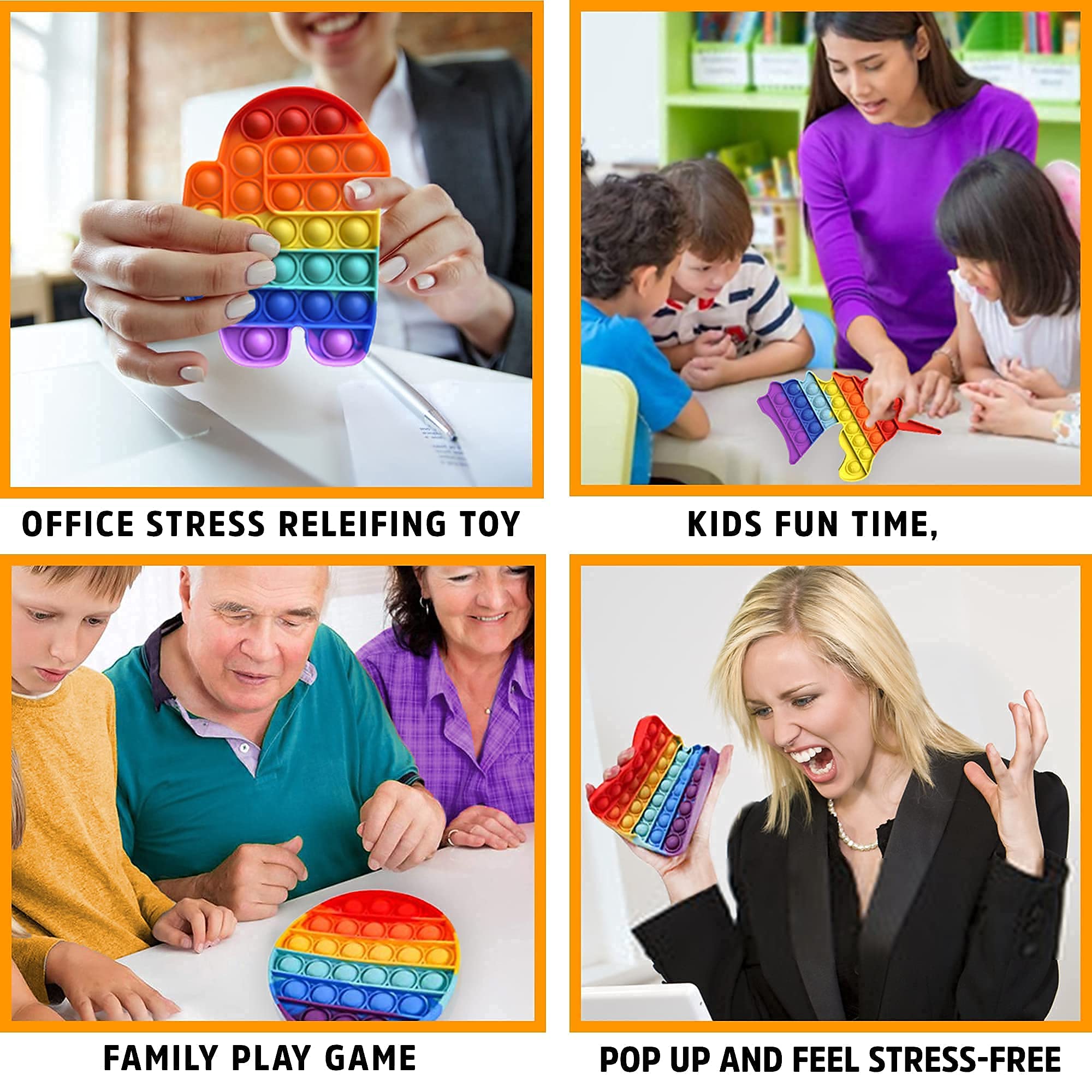 Buy RockBerry Pop It Fidget Toys-3 Pack Rainbow Pop Its with 3 Stretchy ...