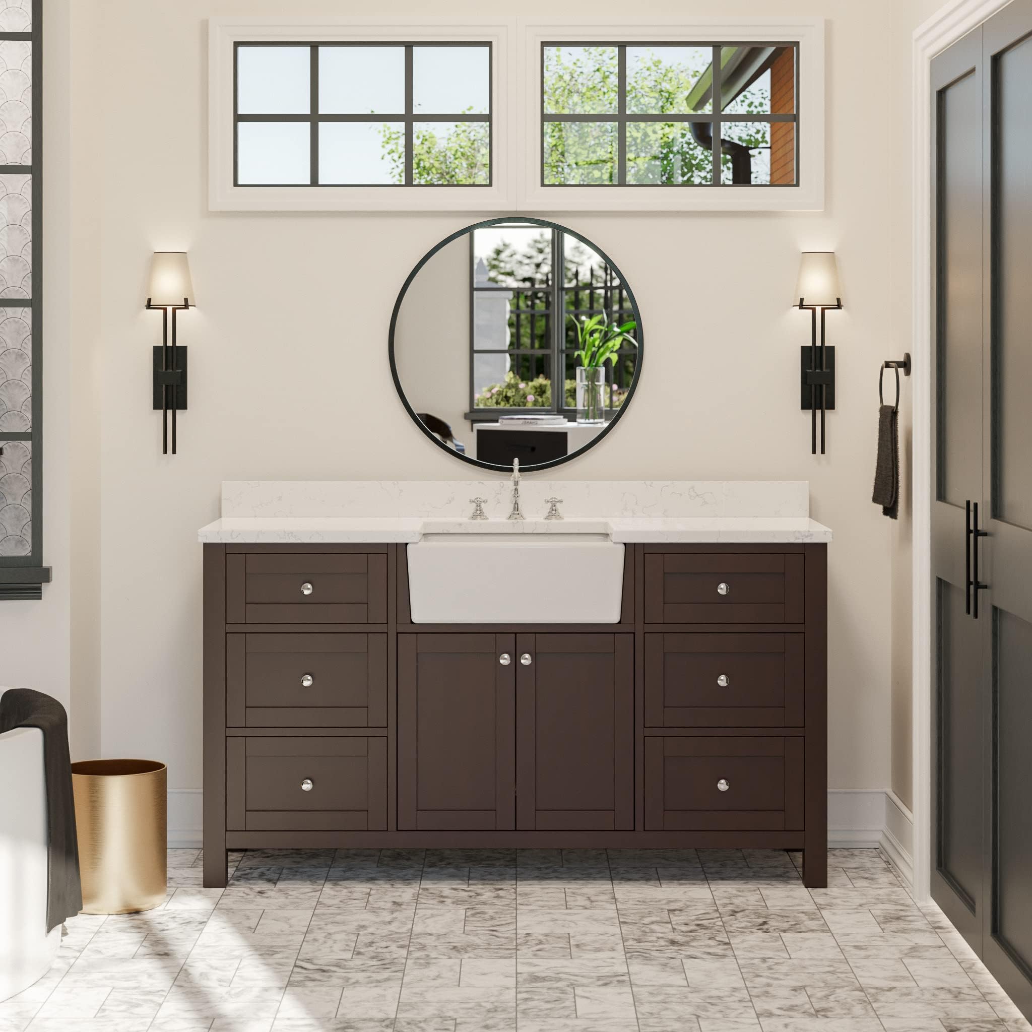 Amazon.com: Kitchen Bath Collection Yorkshire 72-inch Farmhouse Double ...