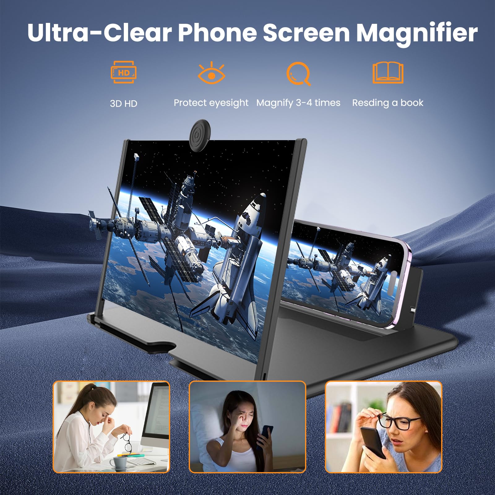 12″ Phone Screen Magnifier,Mobile Phone Amplifier with Foldable Stand ...