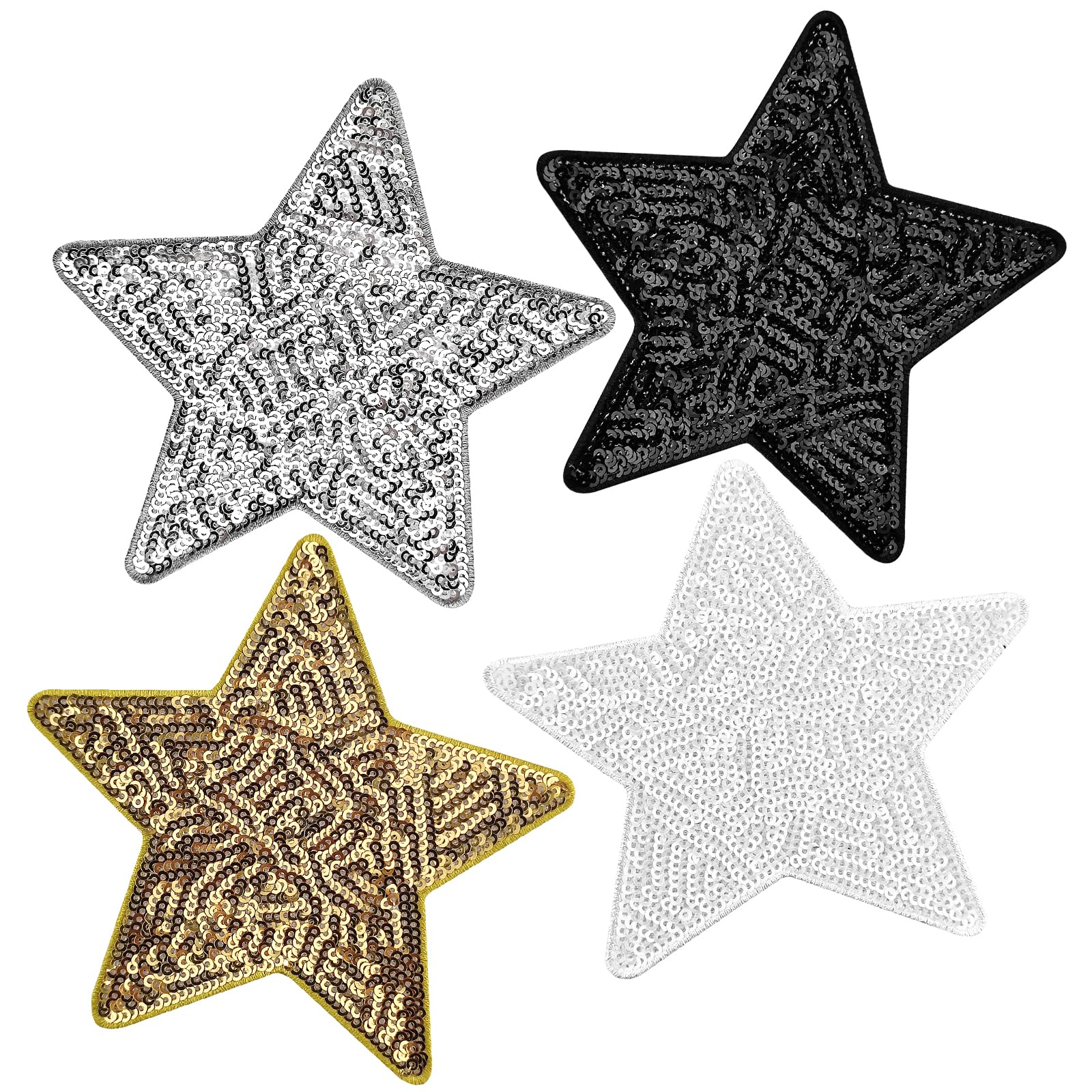 Amazon.com: 10Pcs Sequin Star Iron on Patches Large Glitter Stars ...