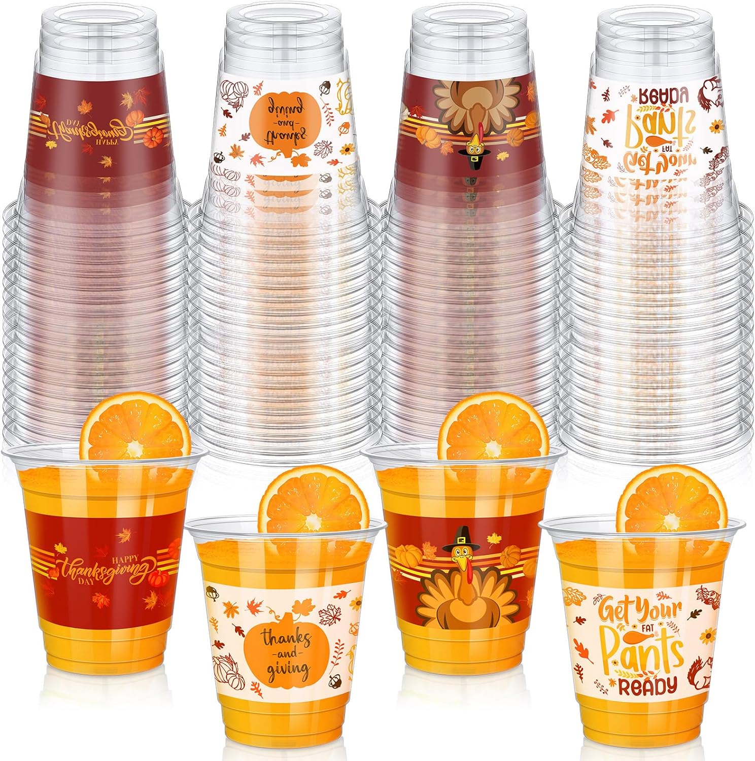 Amazon.com: Uiifan 60 Pcs Thanksgiving Disposable Cups 12 oz Plastic ...
