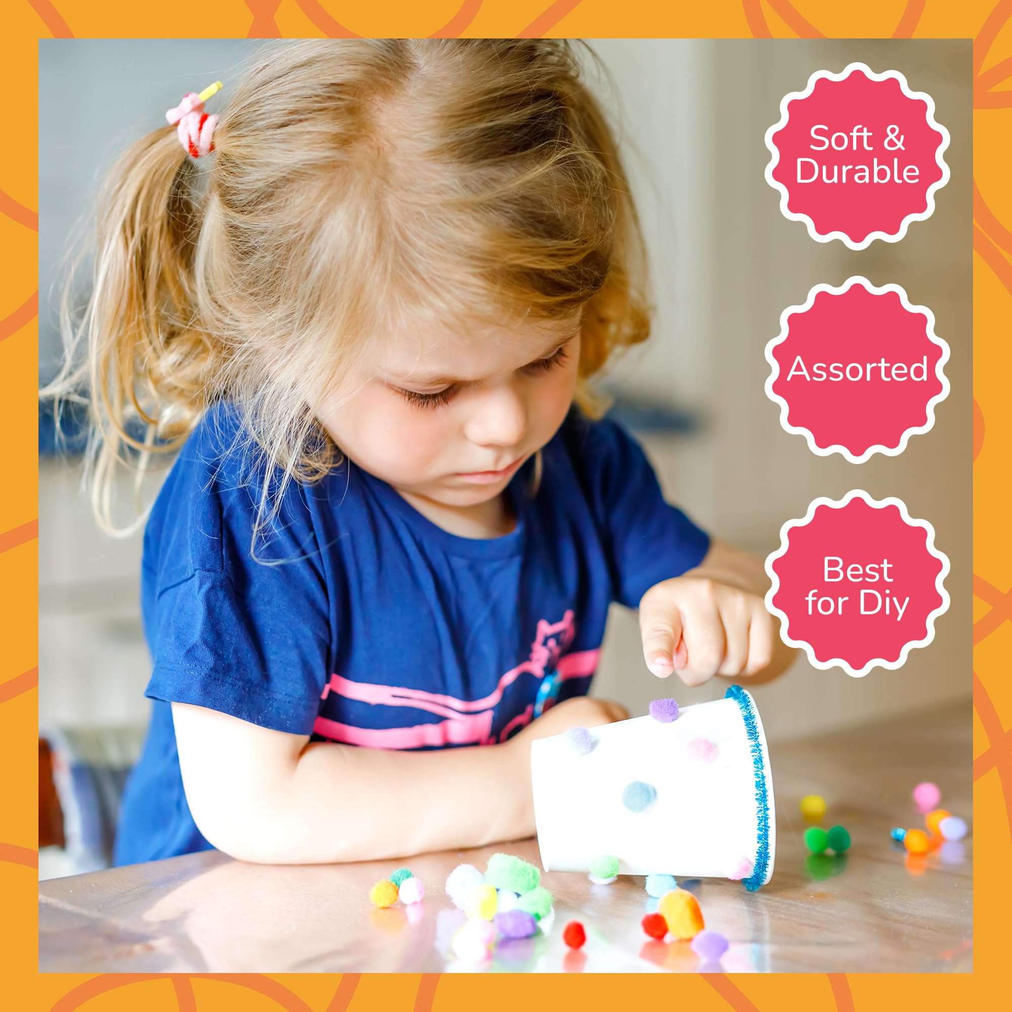Snapklik.com : 1200pcs Pom Poms For Crafts - Colorful Puffballs 1cm-3cm ...