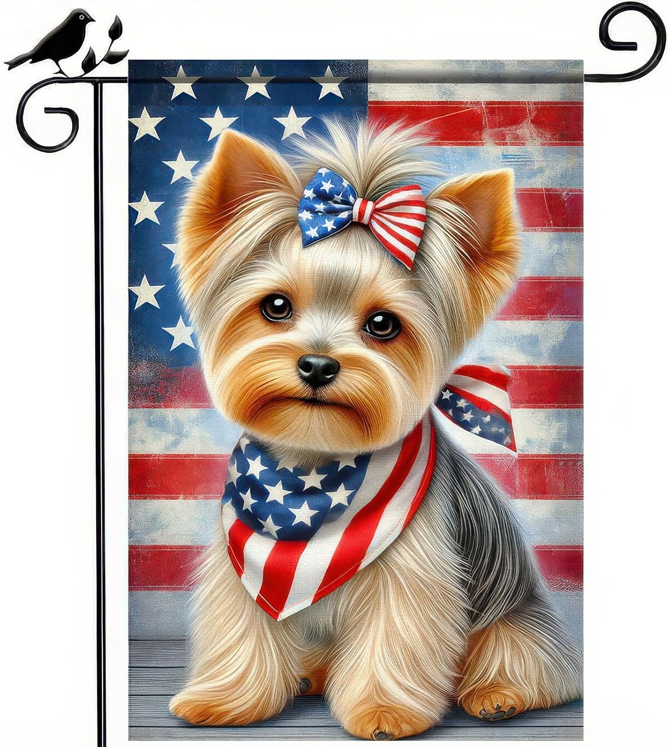 Amazon.com : BlissYard American Flag Patriotic 4th of July Yorkie Dog ...