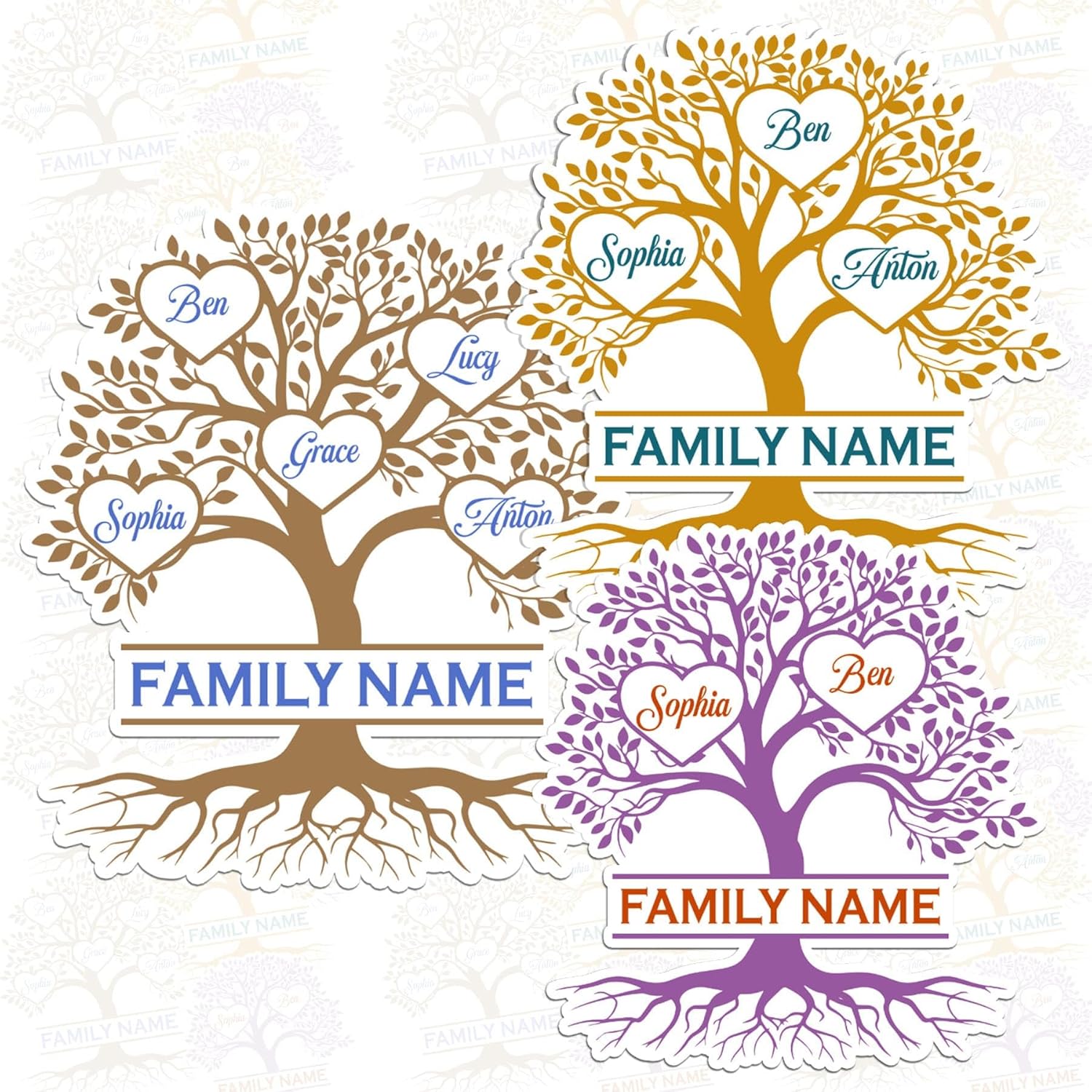 Amazon.com: Custom Family Tree Name Sticker Personalized Generational ...