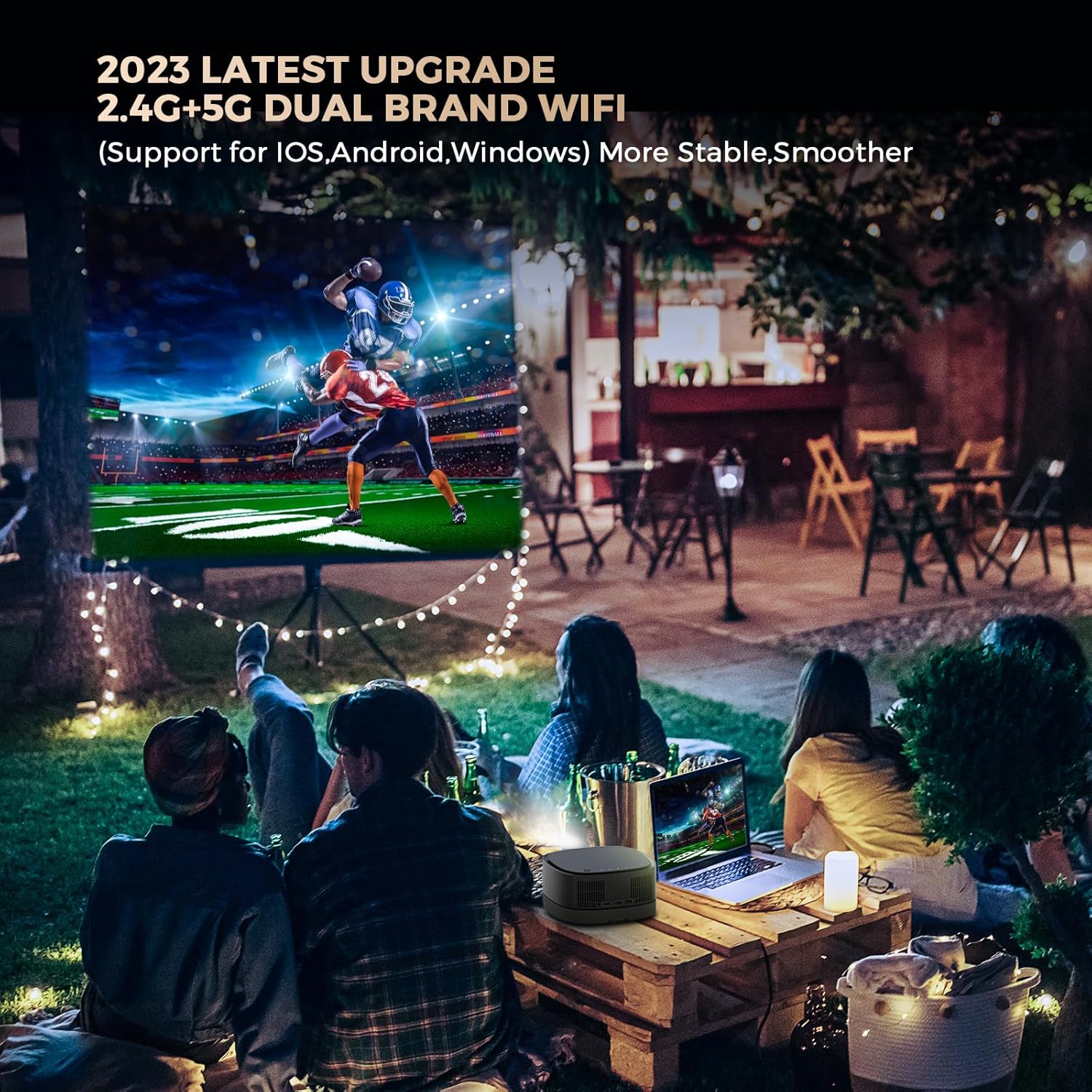 Electric-Focus & Battery-Powered Portable Projector with WiFi and ...