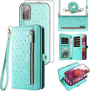 Amazon.com: Phone Case for Samsung Galaxy S20 FE 5G 6.5 inch Zipper Wallet Cell Cover with ...