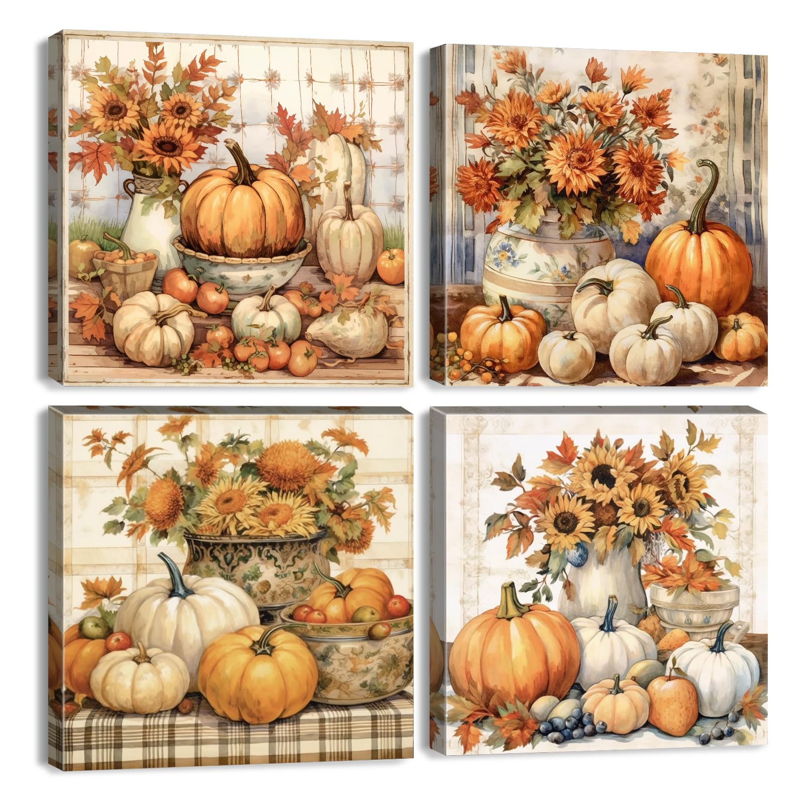 Amazon.com: Fall Canvas Wall Art for Kitchen Living Room Pumpkin ...