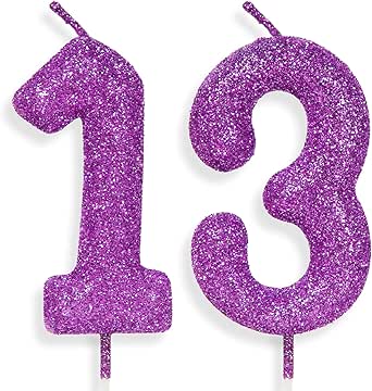 Zolunu Glitter Number 13 Birthday Cake Topper for Girls Women Purple ...